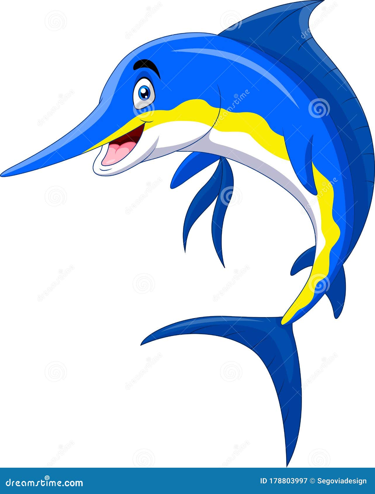 Cute Cartoon Marlin Fish Smile Stock Vector - Illustration of seafood ...