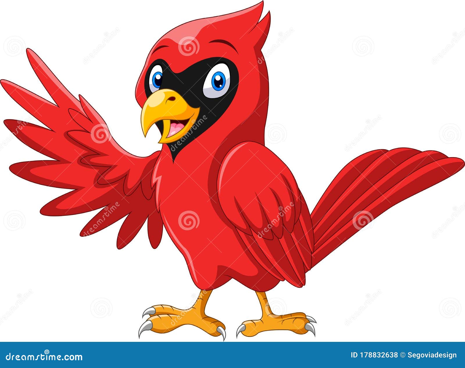 Cute Cartoon Beautiful Cardinal Bird Waving Vector Illustration ...