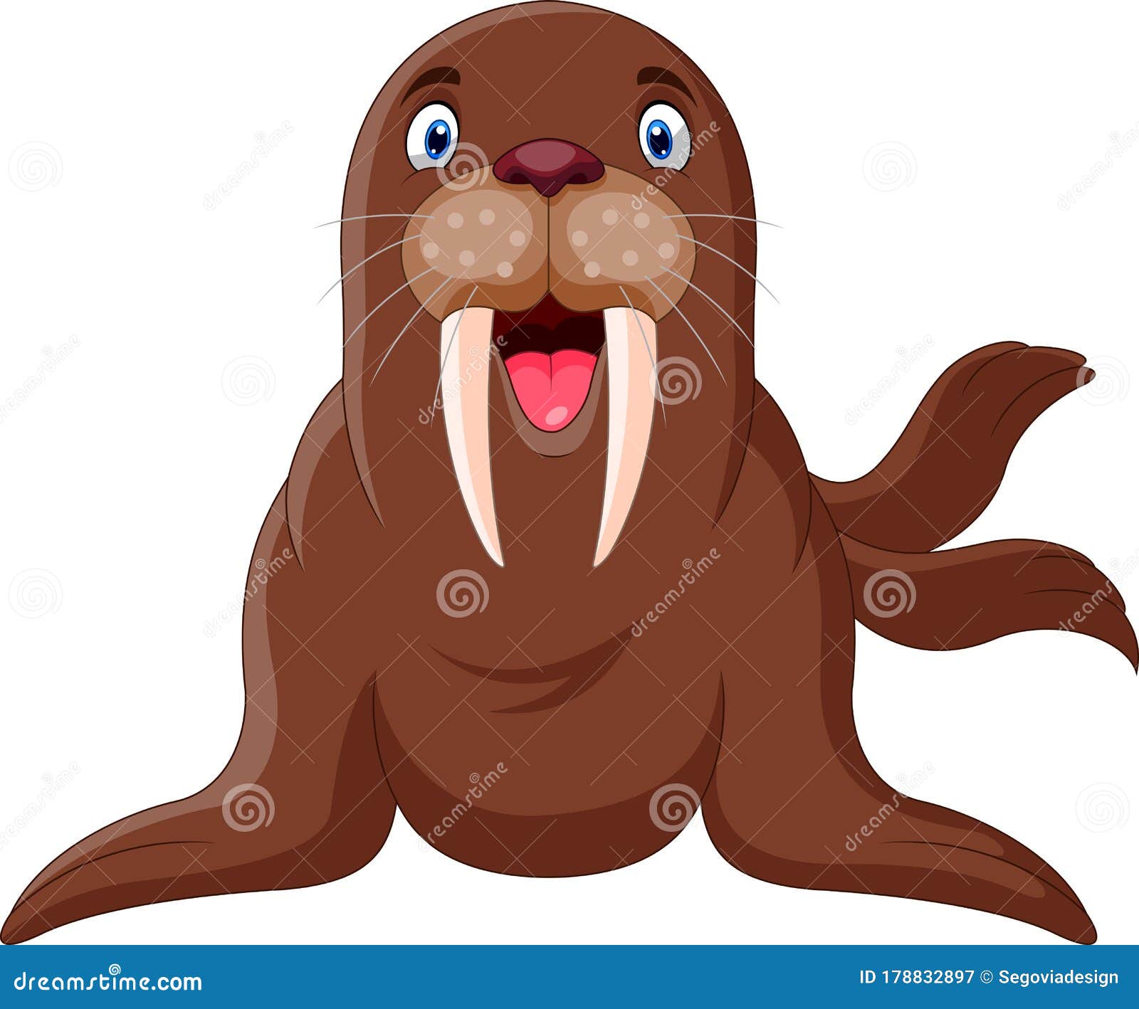 Cute Cartoon Walrus Happy a Smile Stock Vector - Illustration of chubby ...