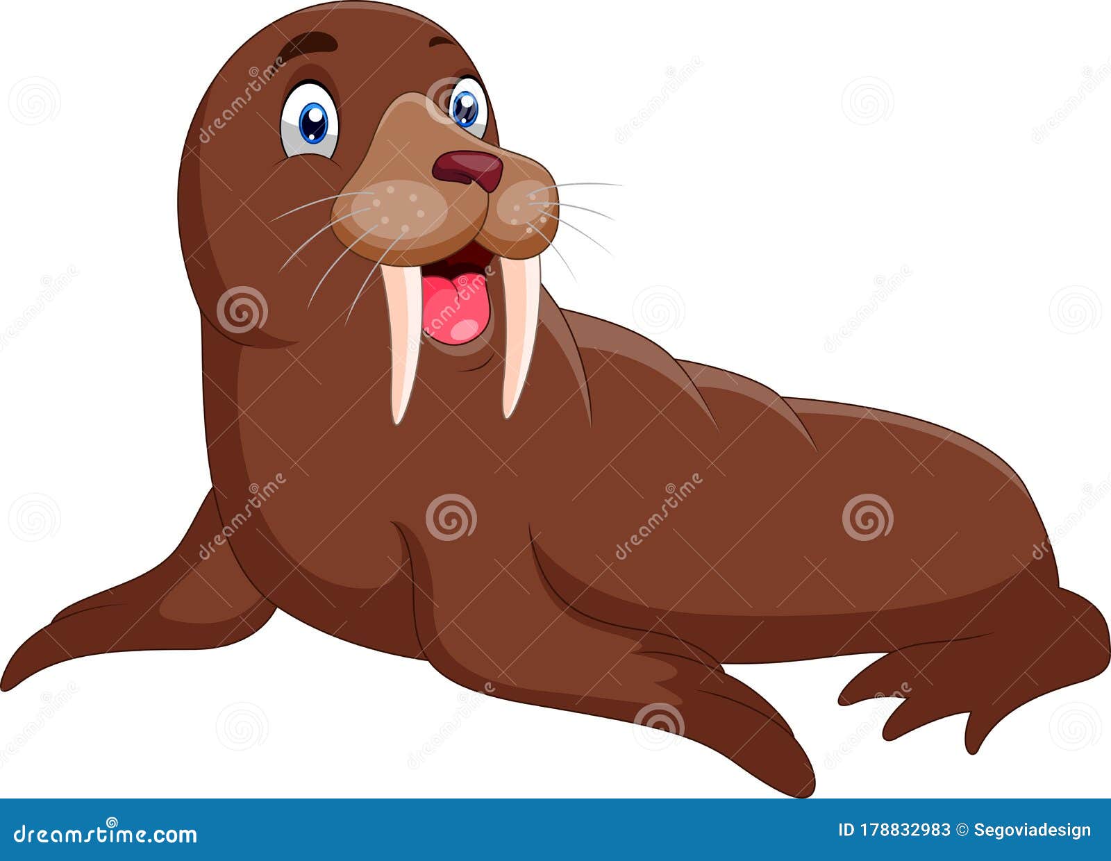 Cute Cartoon Walrus Happy a Smile Stock Vector - Illustration of arctic ...