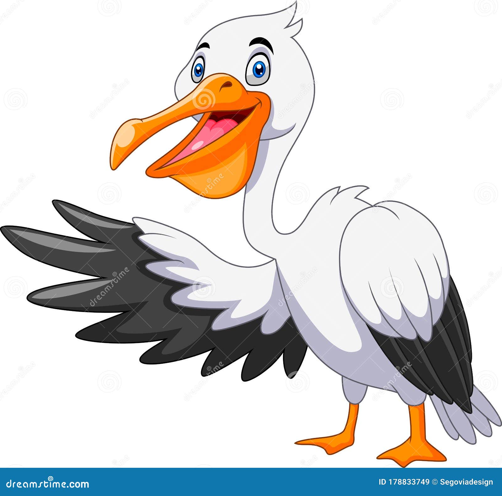 A Cute Cartoon Pelican Waving Stock Vector - Illustration of adorable ...