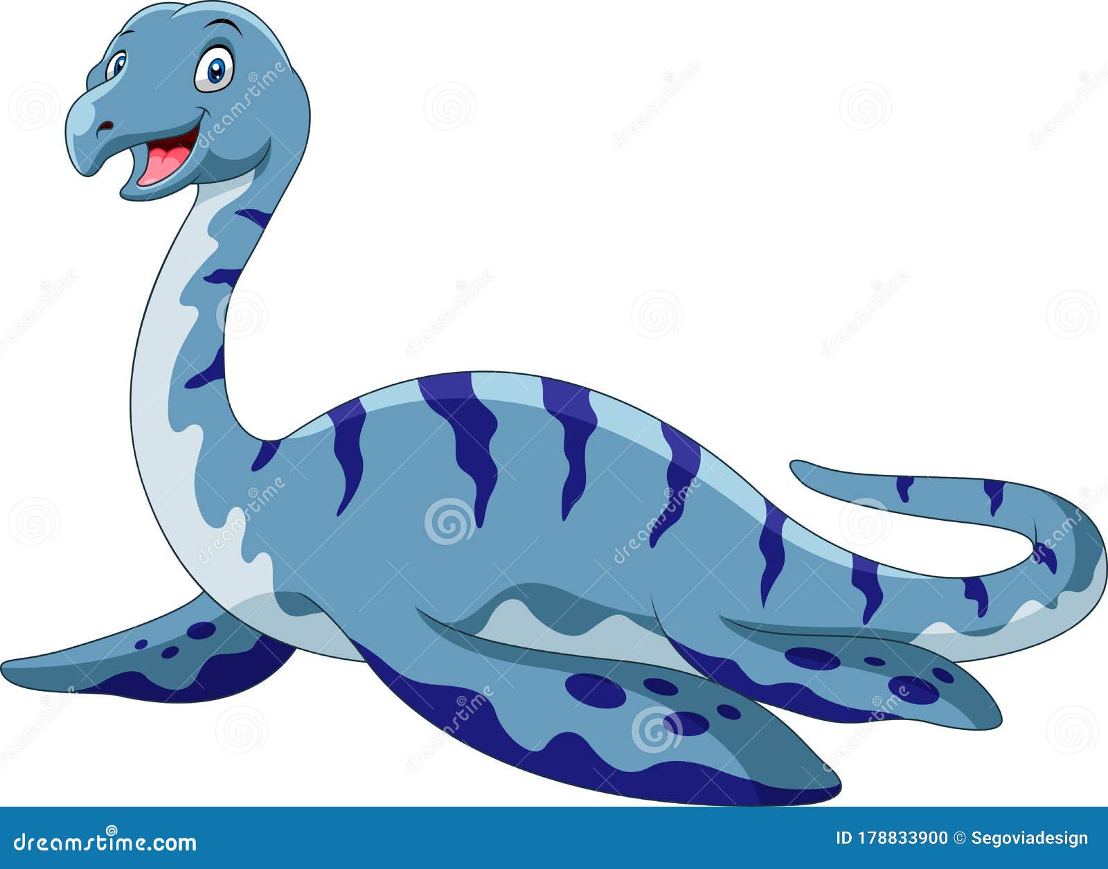 Cute Funny Cartoon Plesiosaurus Smile Stock Vector - Illustration of ...
