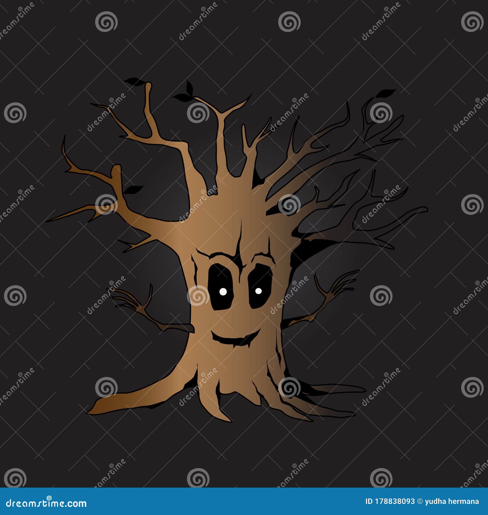 Illustration Vector Graphic Cartoon Scary Tree Stock Illustration ...
