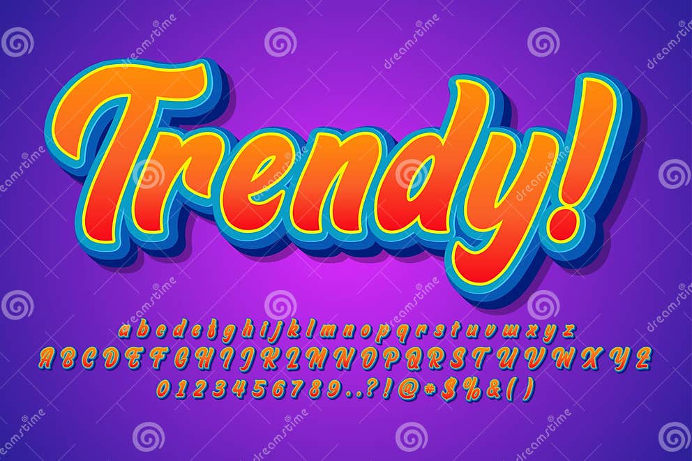 Colorful 3D Brush Alphabet Set Stock Illustration - Illustration of ...