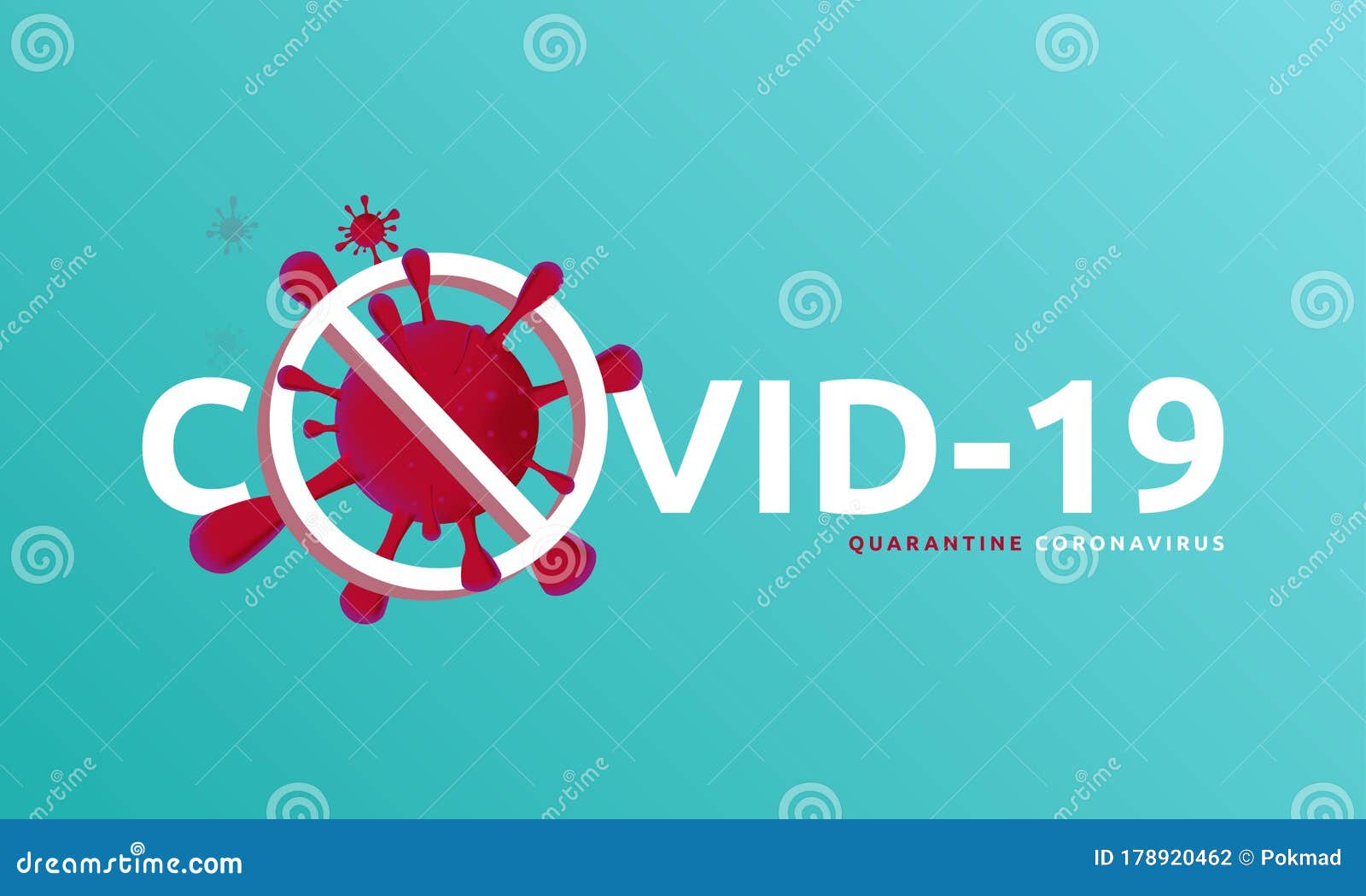 Quarantine, Stop Spreading Covid-19 on Blue Background. Stock Vector ...