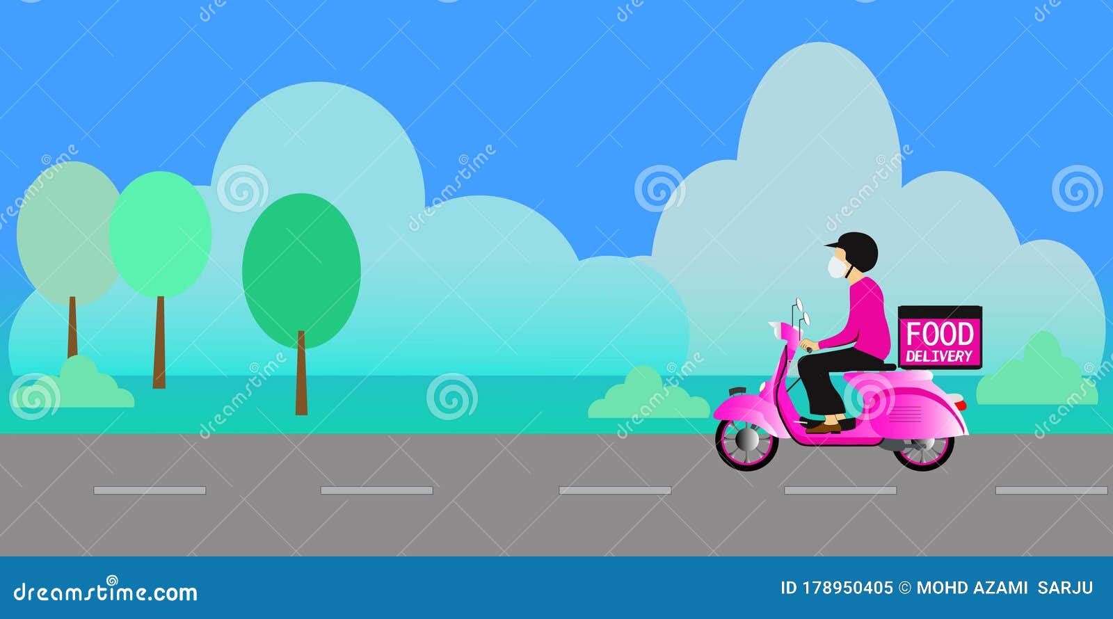 Food Delivery Service Concept. Pink Uniform Stock Vector - Illustration ...