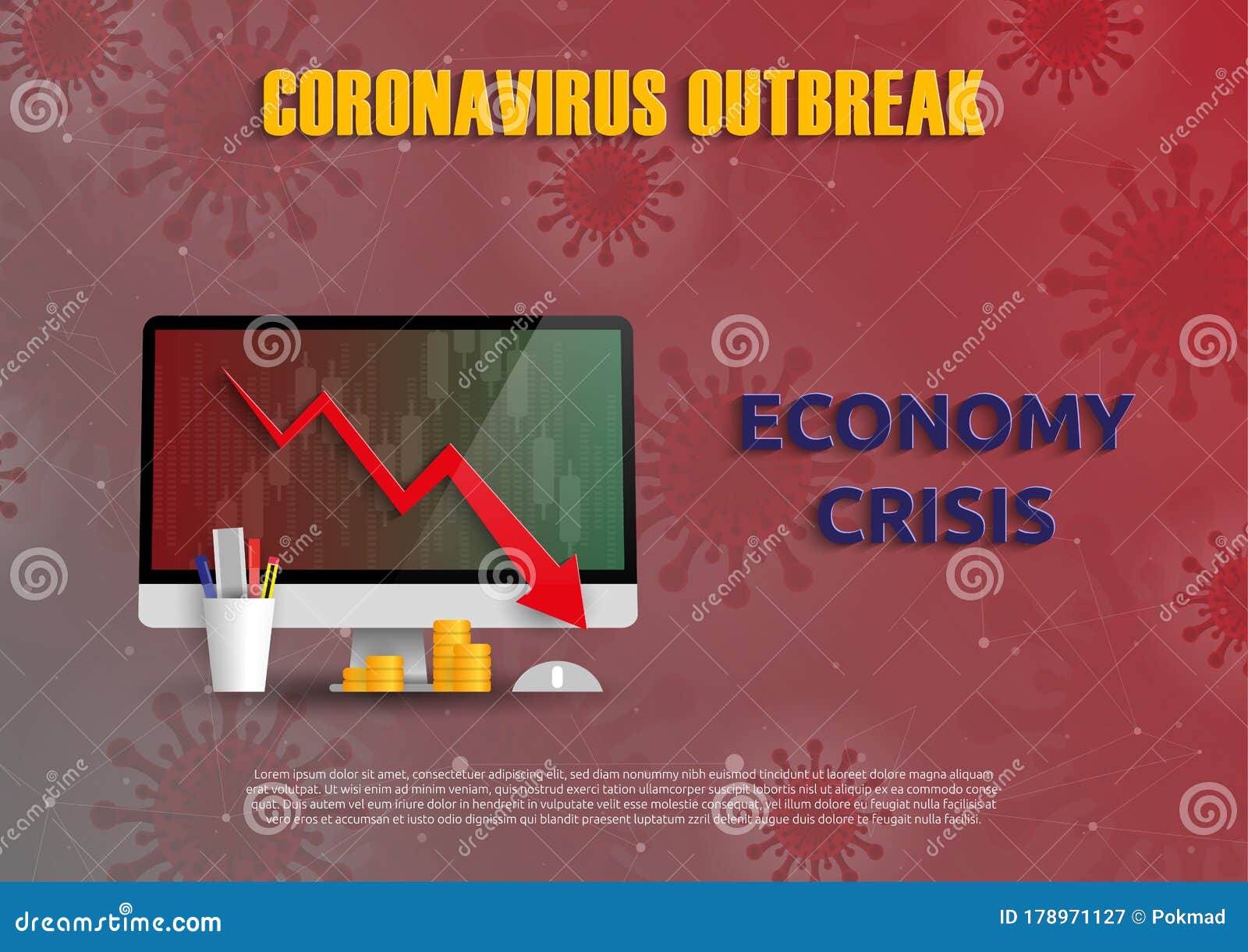Virus Hits Market Concept. Economic Fallout. Stock Vector ...