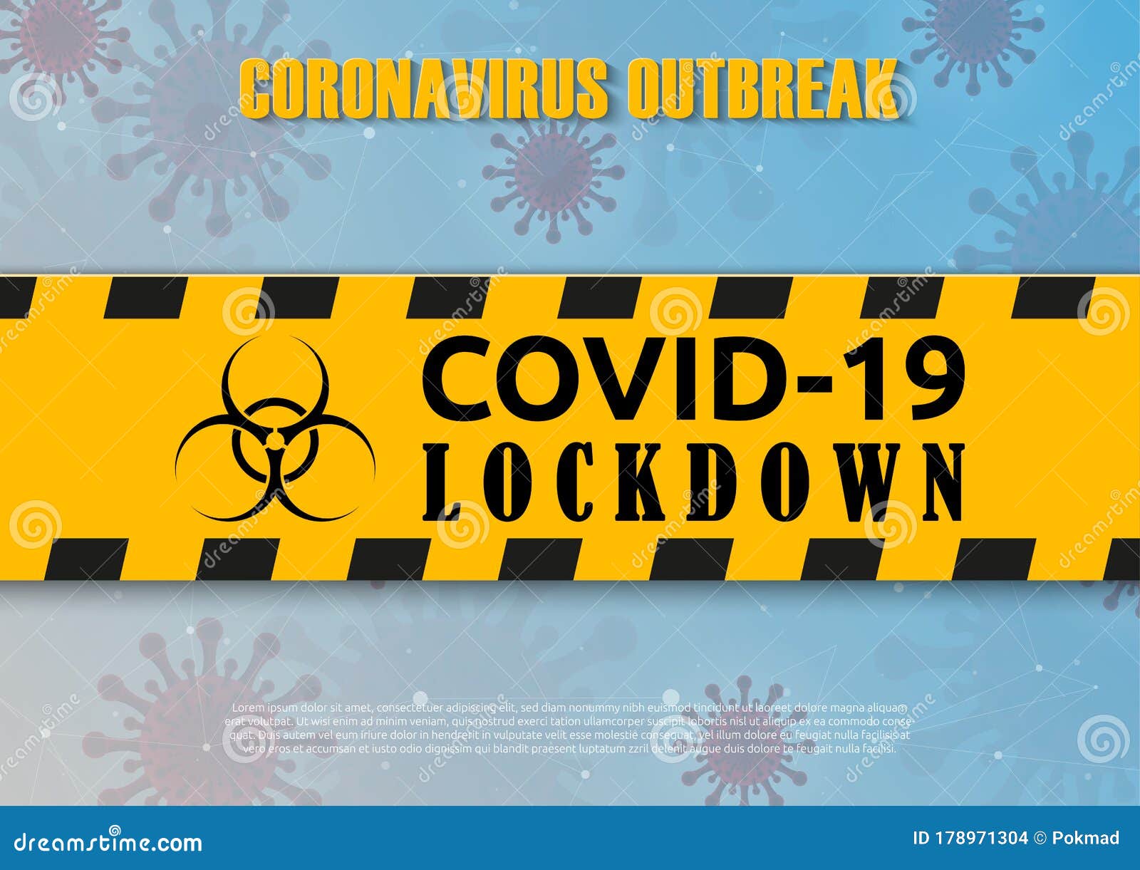 Yellow Tape Lockdown. Coronavirus Outbreak Concept. Stock Vector ...