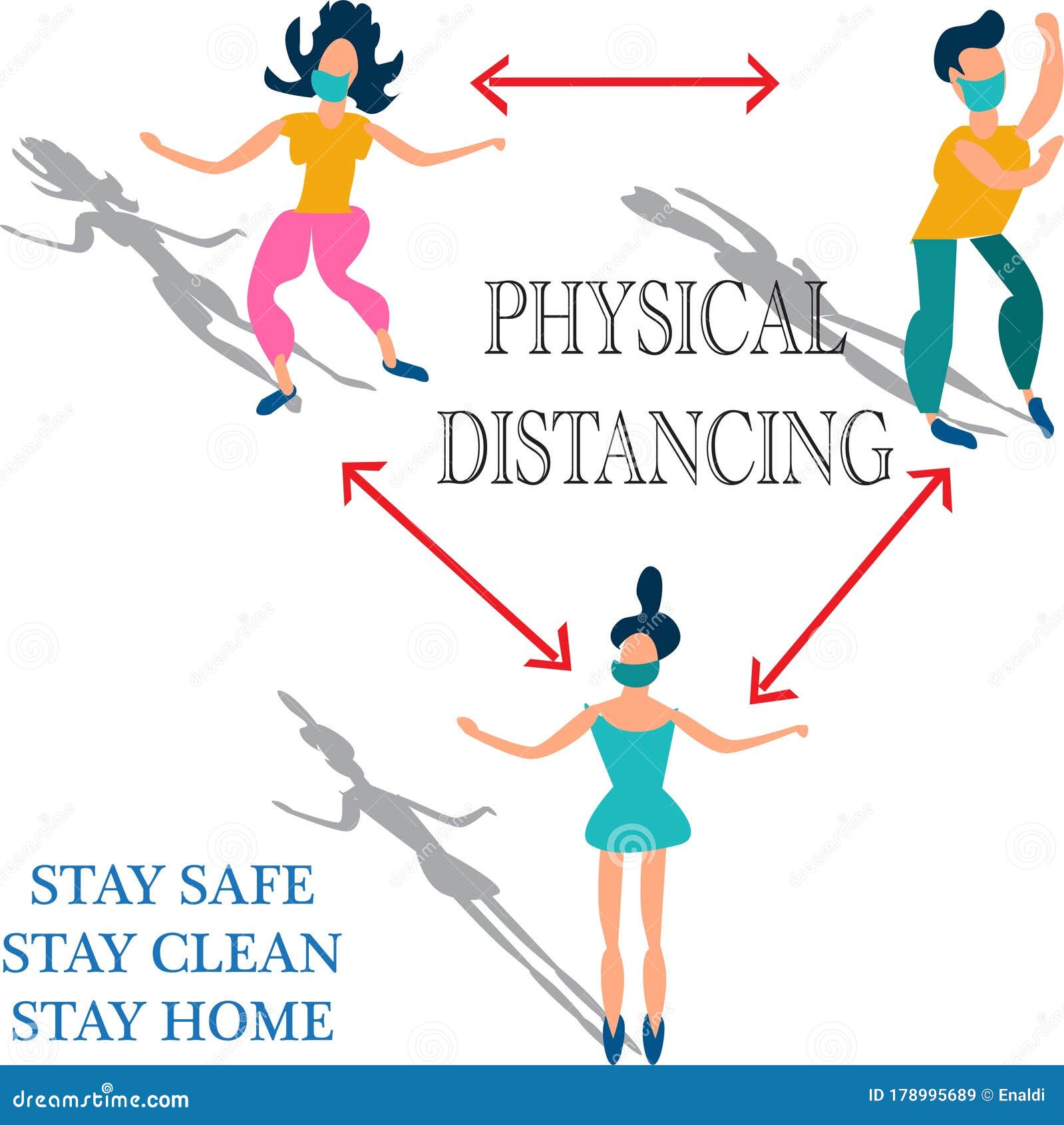 Physical Distancing Sign and Illustration Stock Vector - Illustration ...