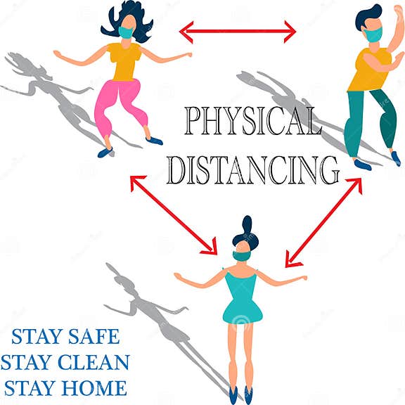 Physical Distancing Sign and Illustration Stock Vector - Illustration ...