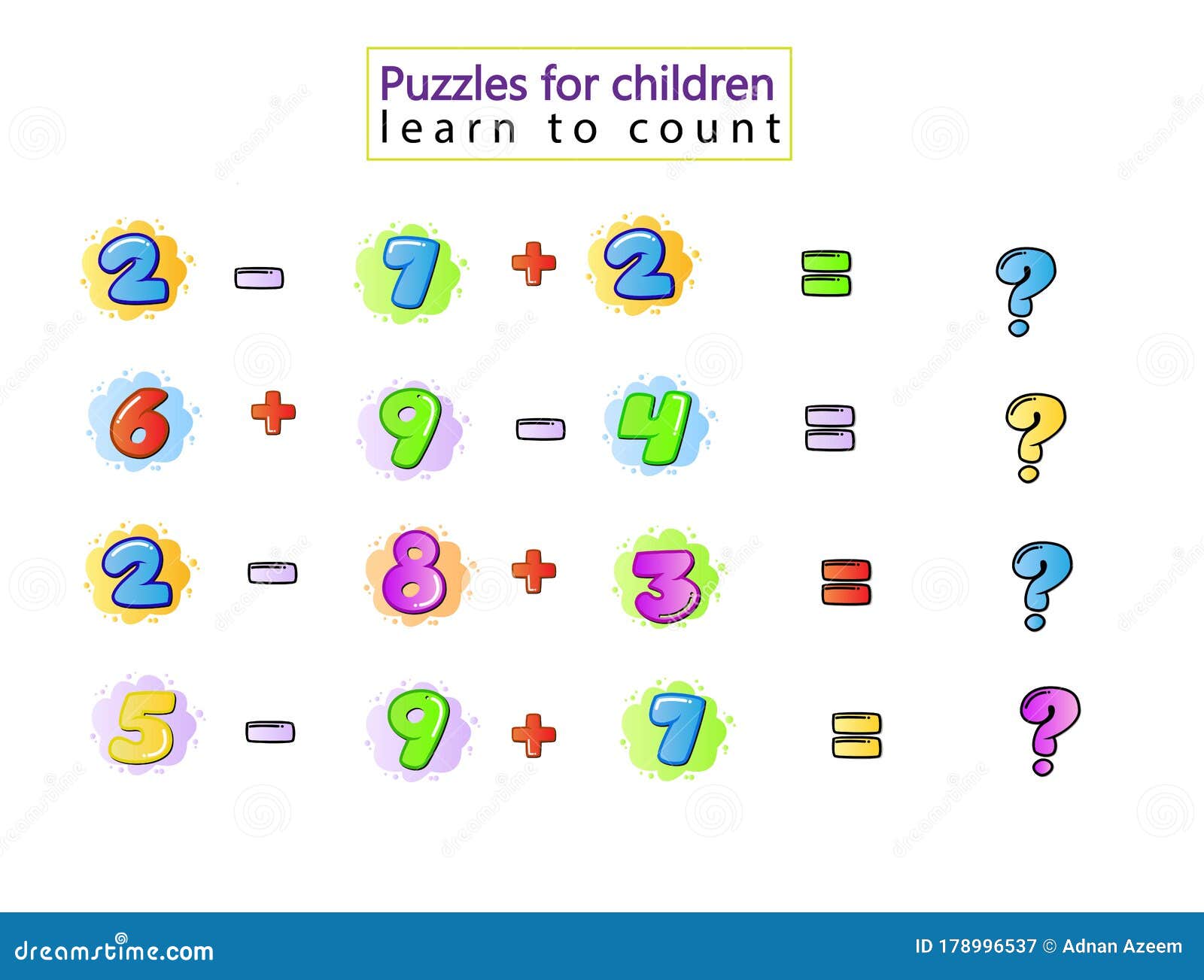 Puzzle To Kids Learn Solve it Children Learning Math Exercise Stock ...