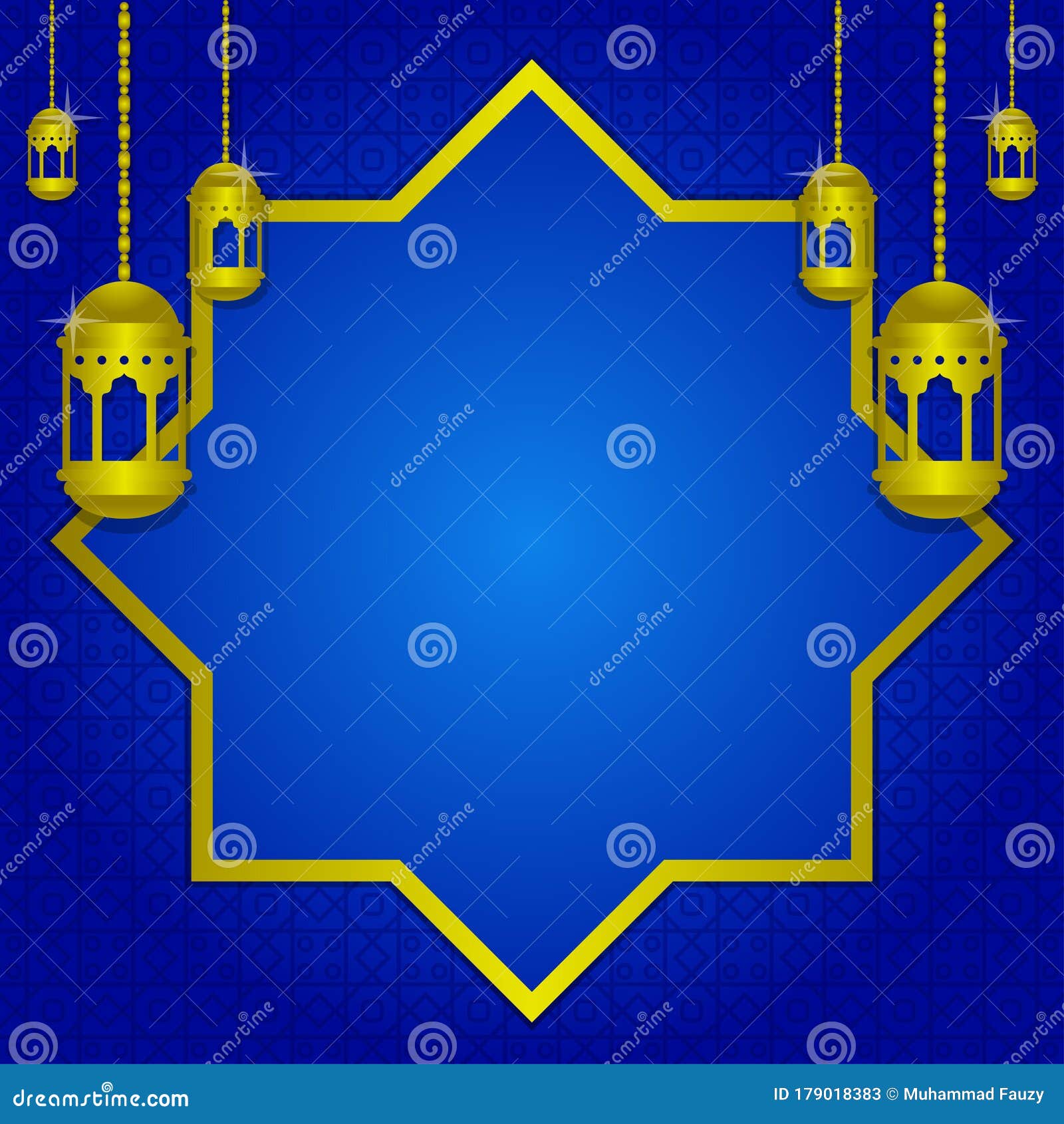 Islamic Background Template with Blue Color and Gold Lantern Stock ...