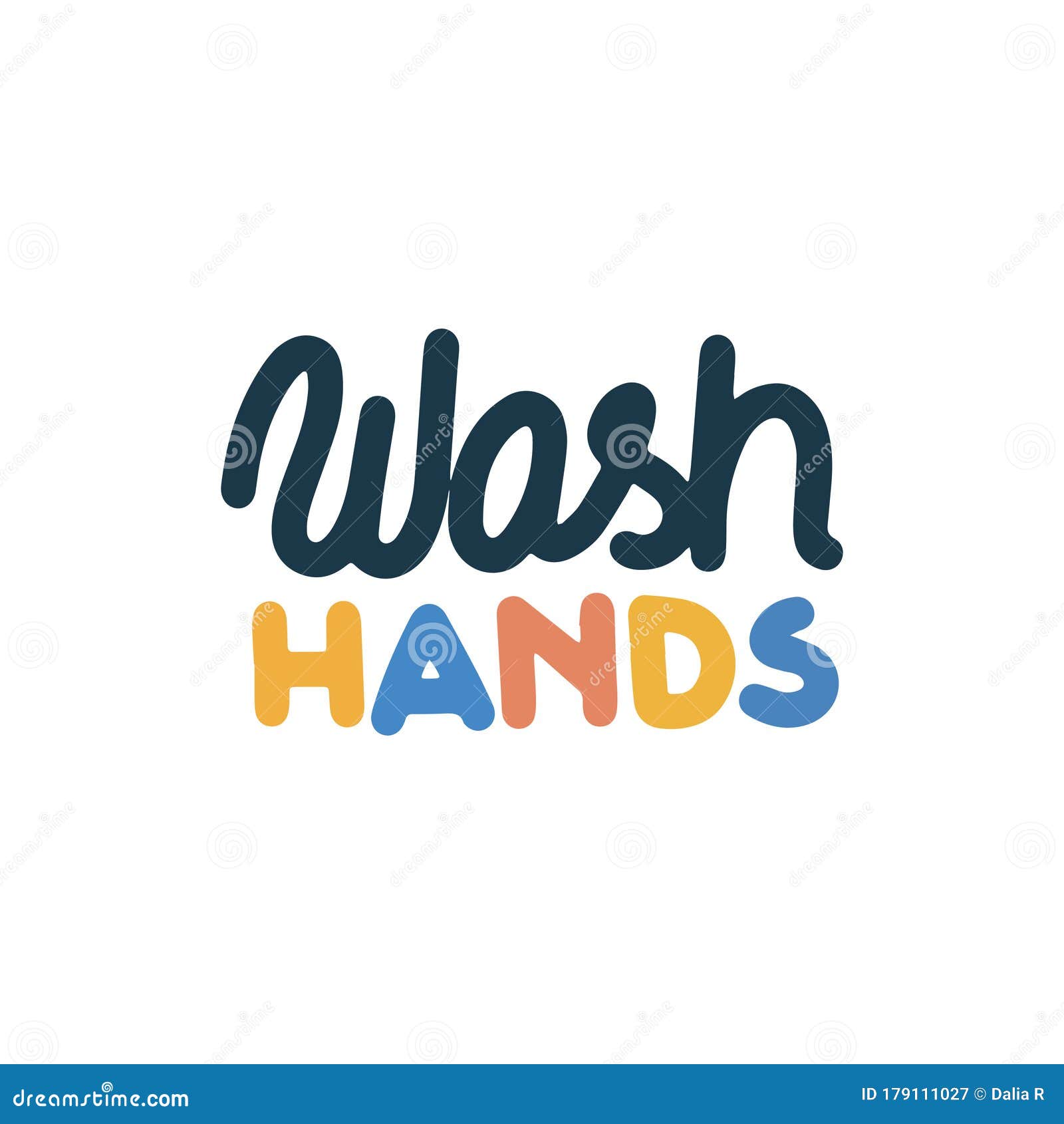 WASH HANDS Lettering. Handwritten Illustration. Stock Illustration ...