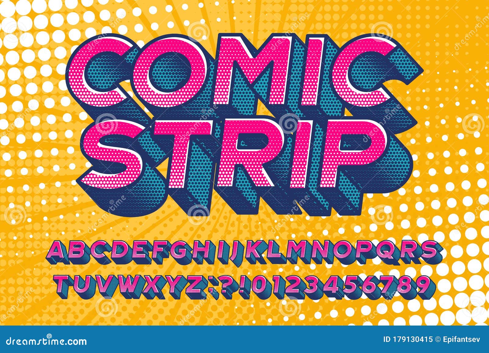 Comic Strip Alphabet Font. Letters and Numbers in Retro Comic Style ...
