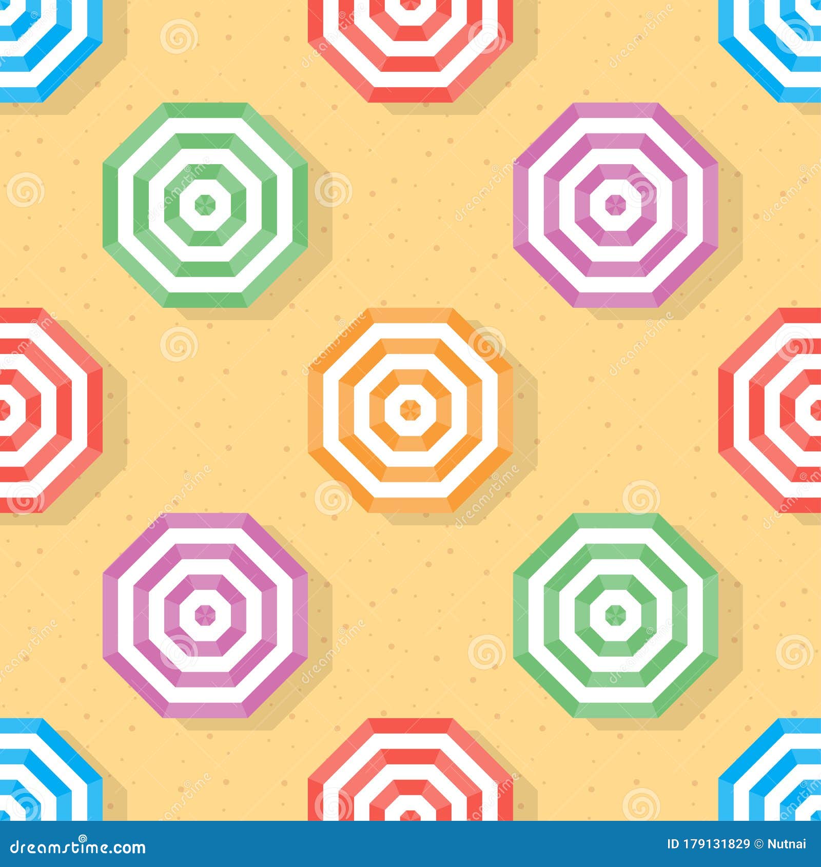 Top Veiw of Umbrella Seamless Pattern Background. Colorful Umbrella on ...