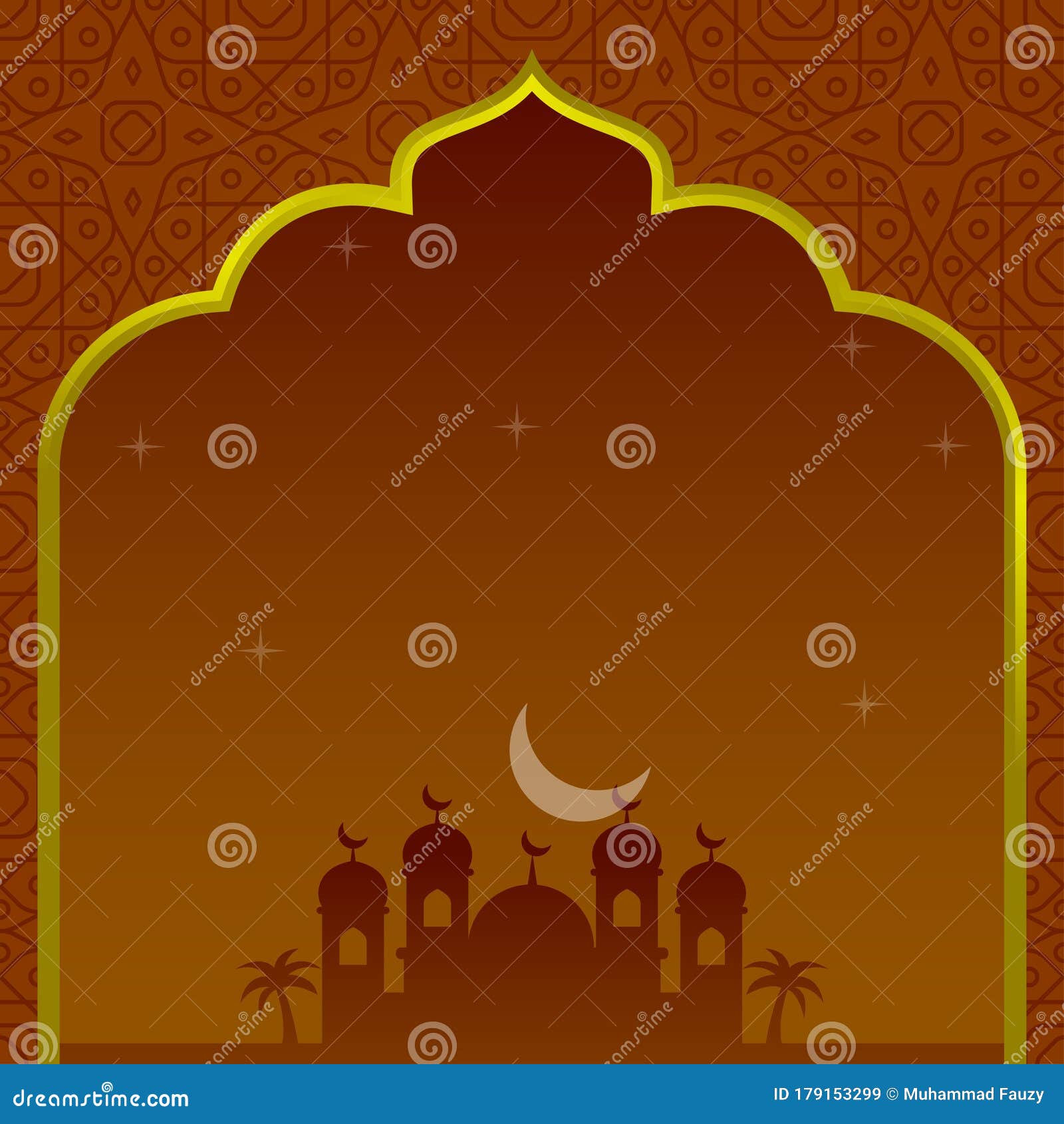 Islamic Template Background with Mosque Silhouette and Orange Color ...