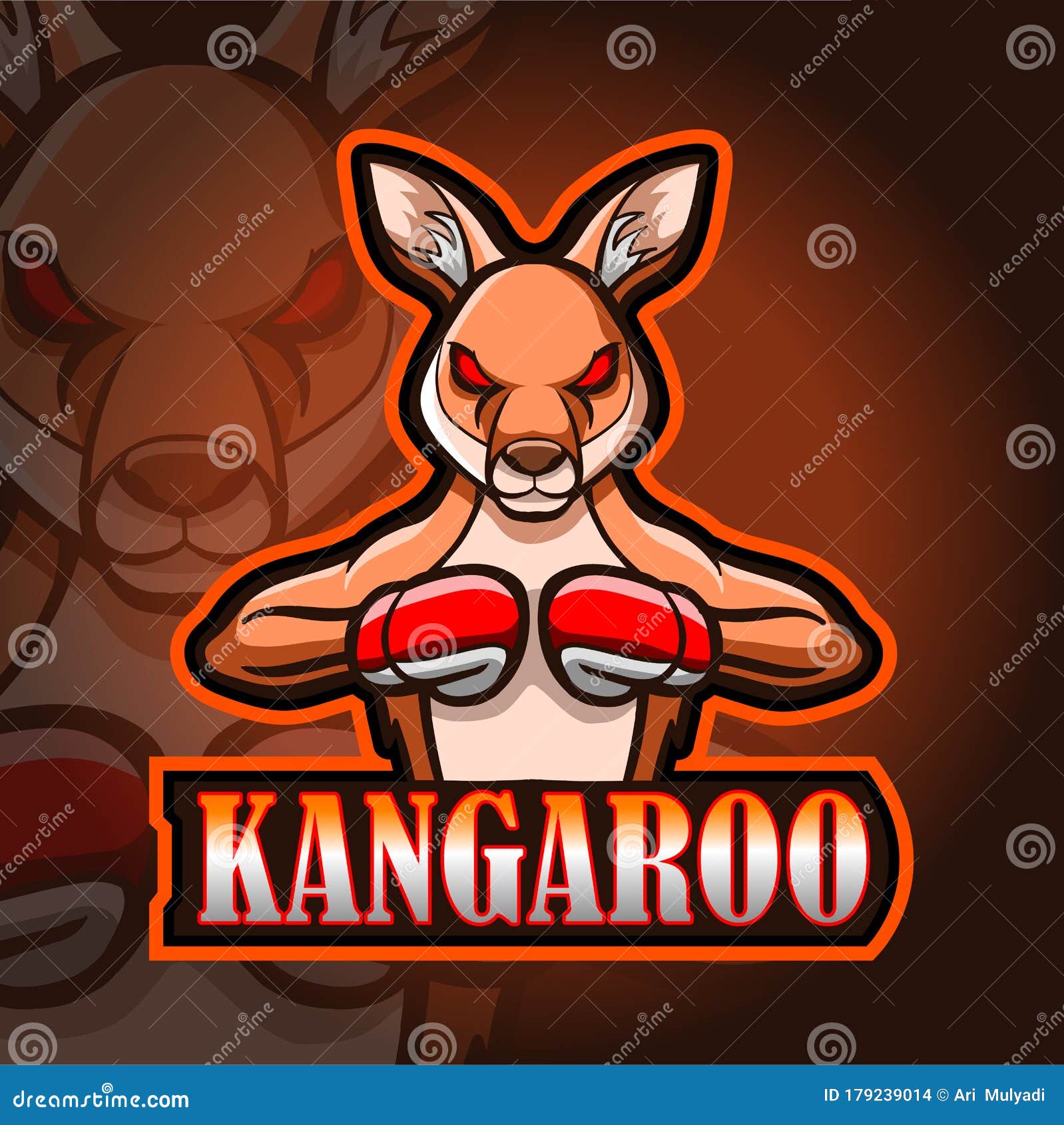 Kangaroo Mascot Esport Logo Design. Stock Vector - Illustration of ...