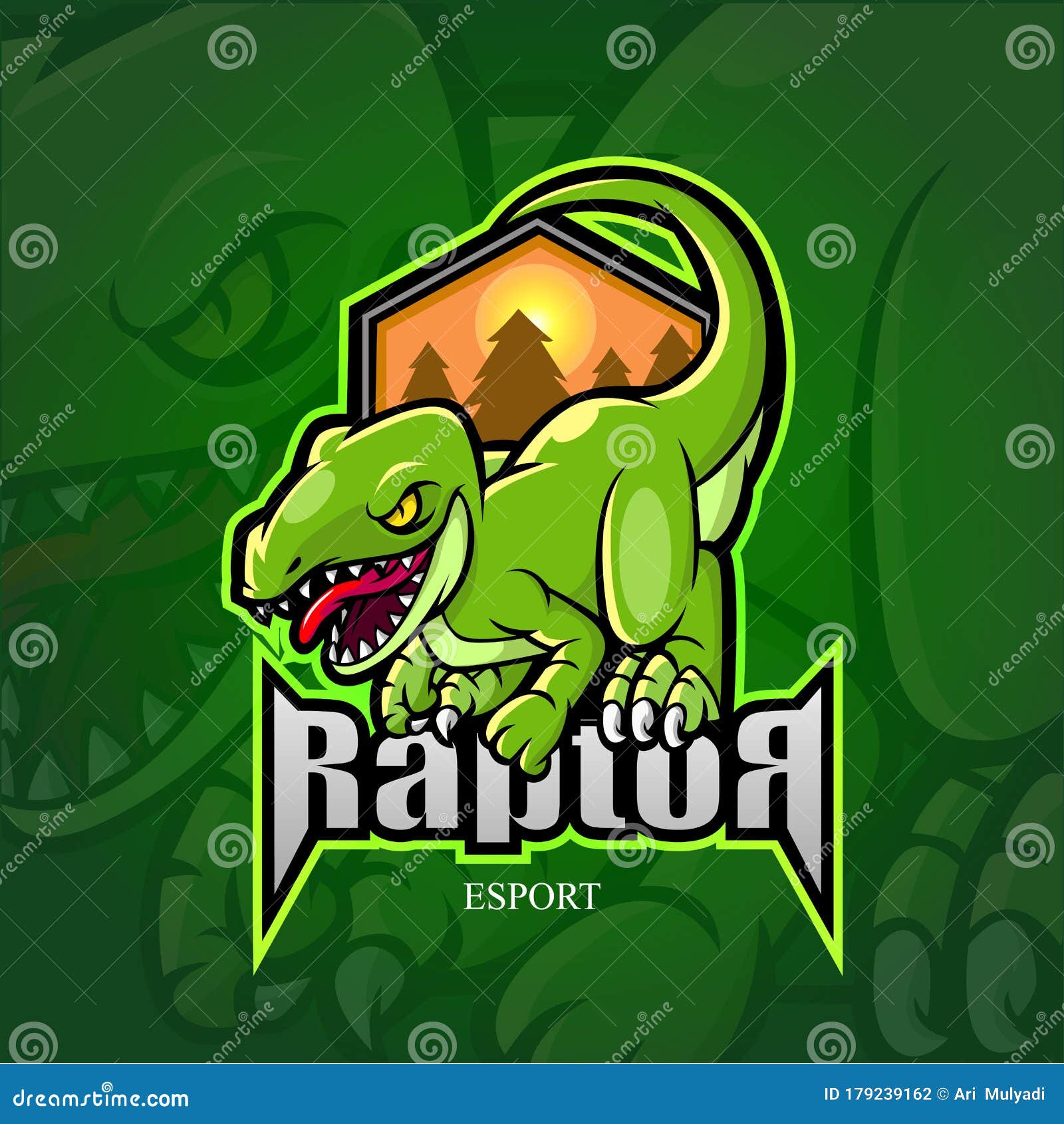 Raptor Mascot Esport Logo Design. Stock Vector - Illustration of ...