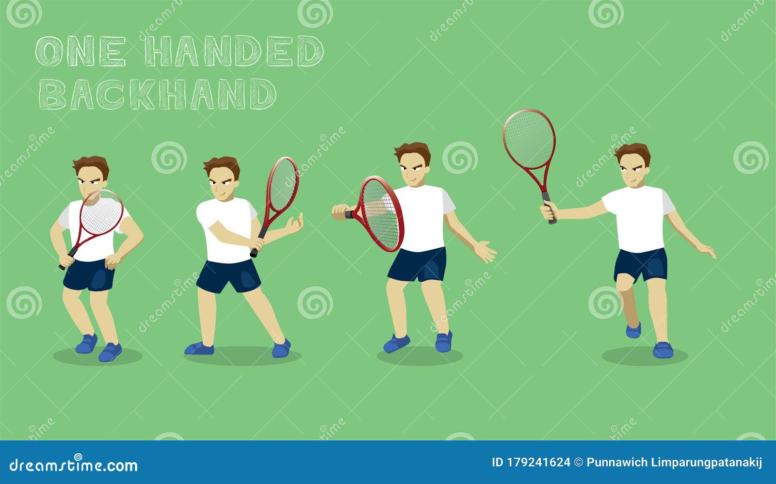Manga Man One Handed Backhand Tennis Set Tutorial Stock Vector ...