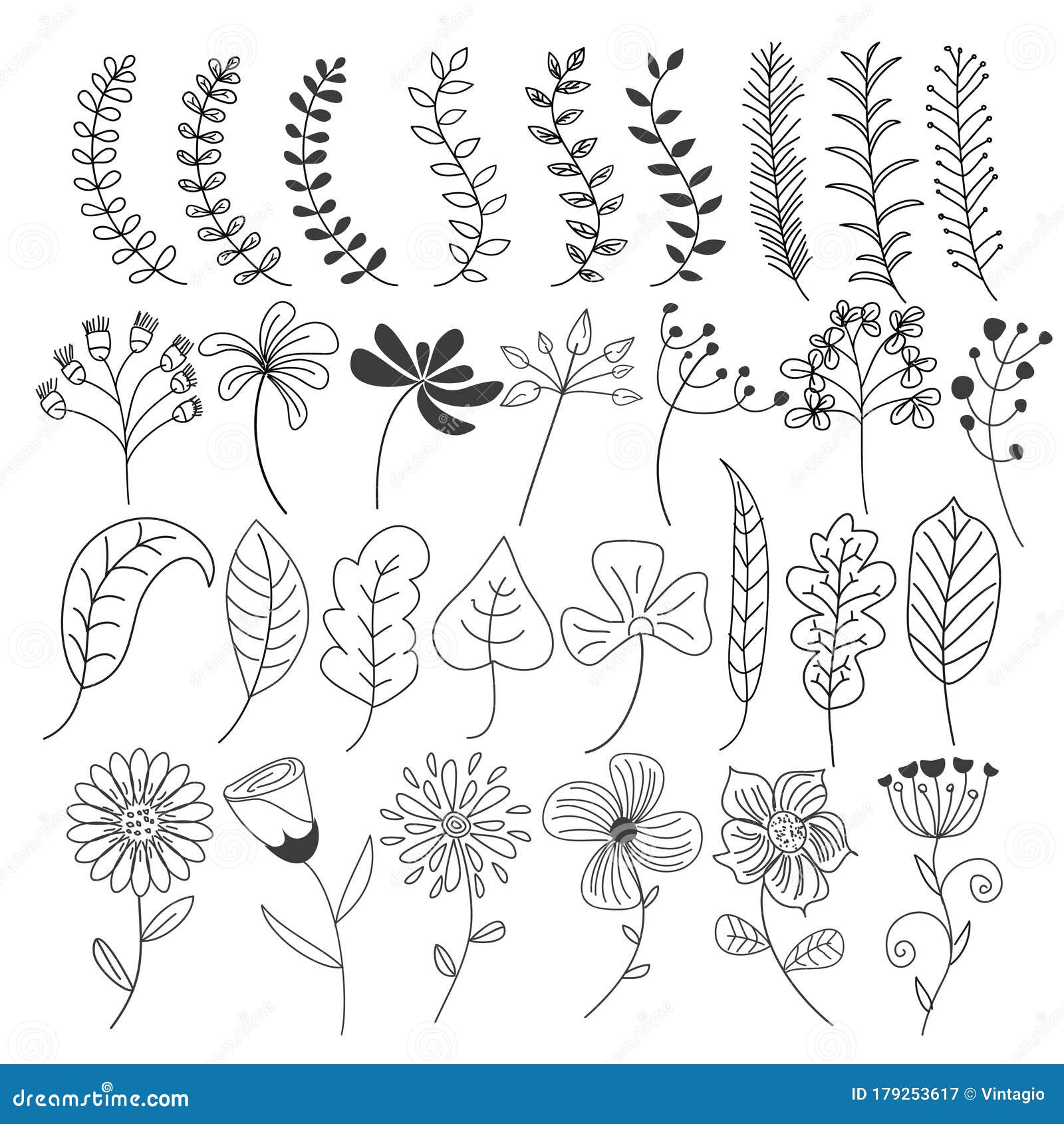 Floral Doodle stock vector. Illustration of floral, icon - 179253617