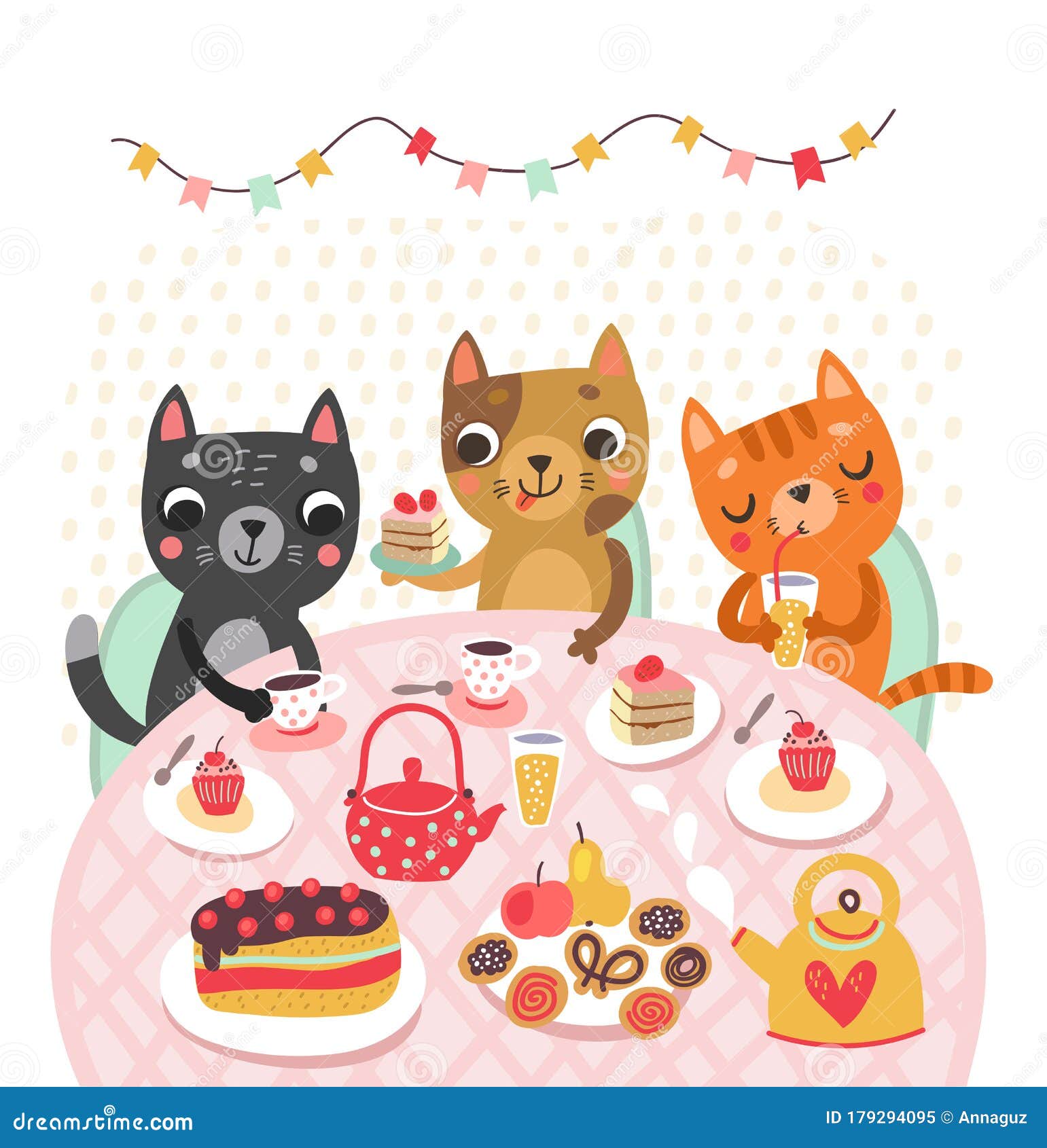 Cute Cat in the Teapot. Funny Illustration. Tea Time Stock Vector ...