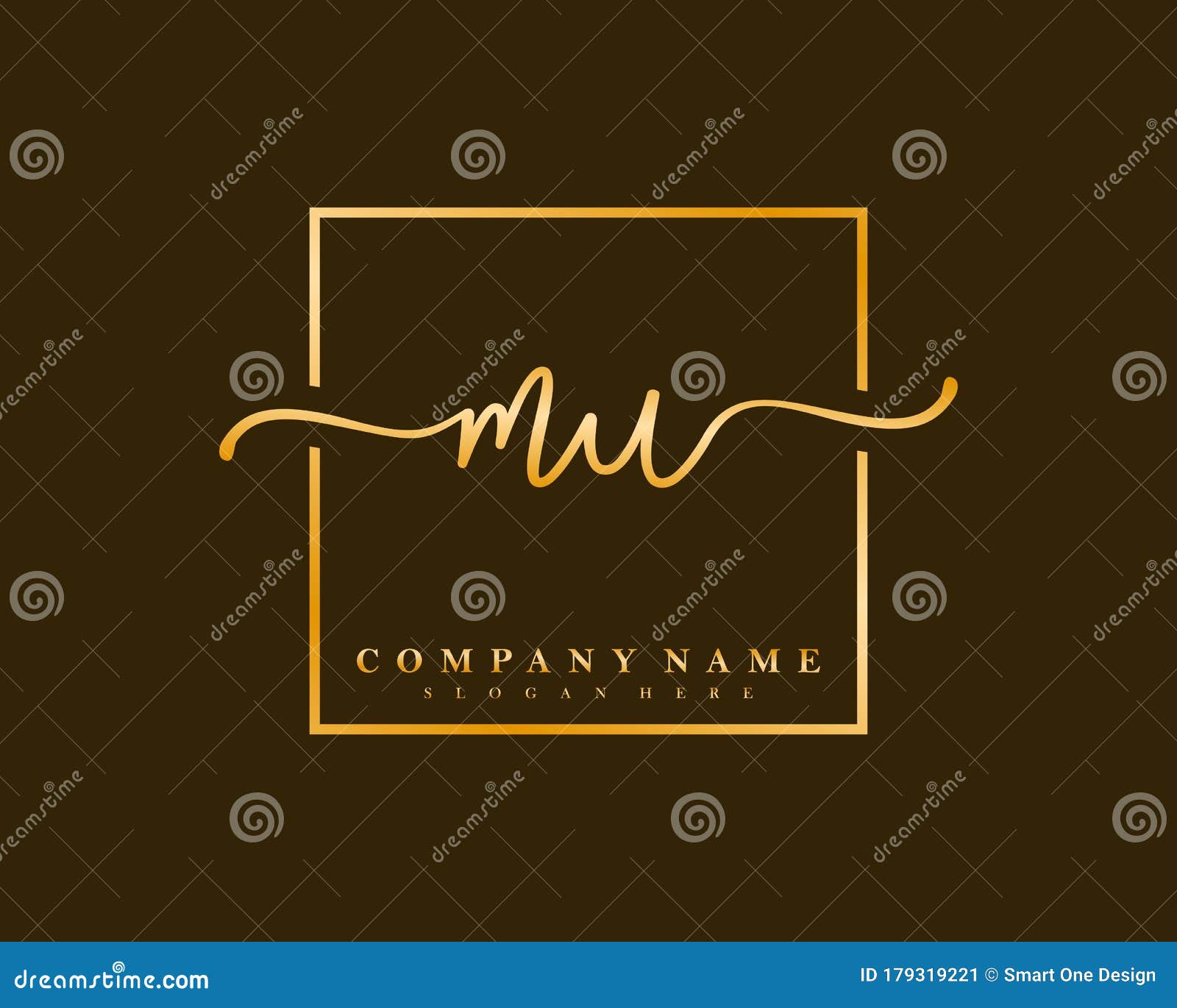 MU Initial Handwriting with Square Frame Stock Vector - Illustration of ...