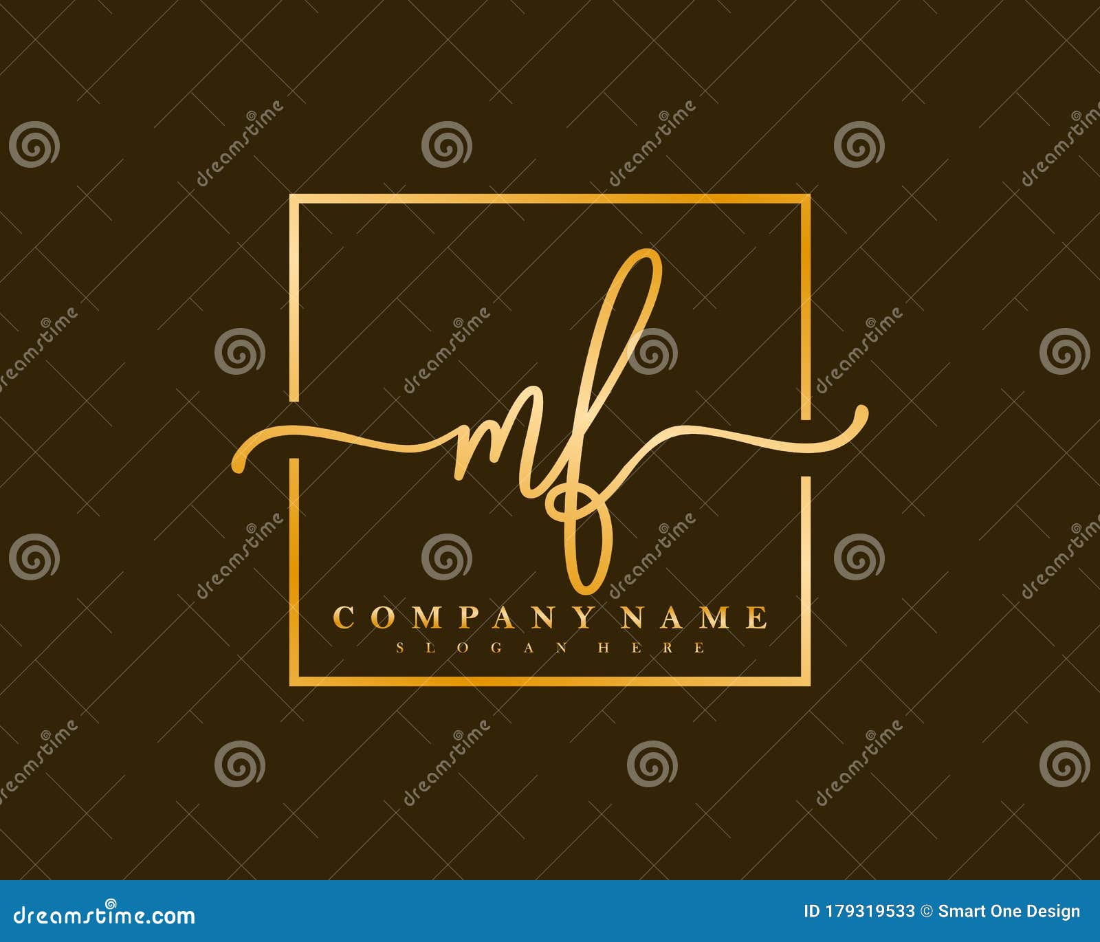 MF Initial Handwriting with Square Frame Stock Vector - Illustration of ...