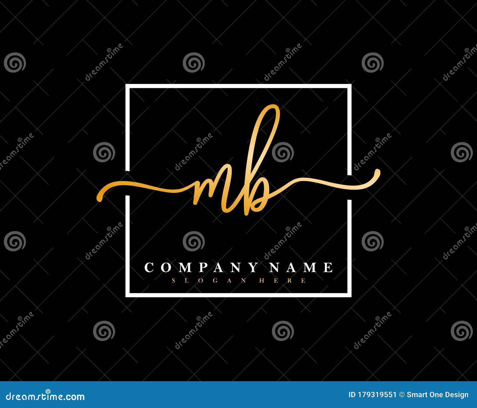 MB Initial Handwriting with Square Frame Stock Vector - Illustration of ...