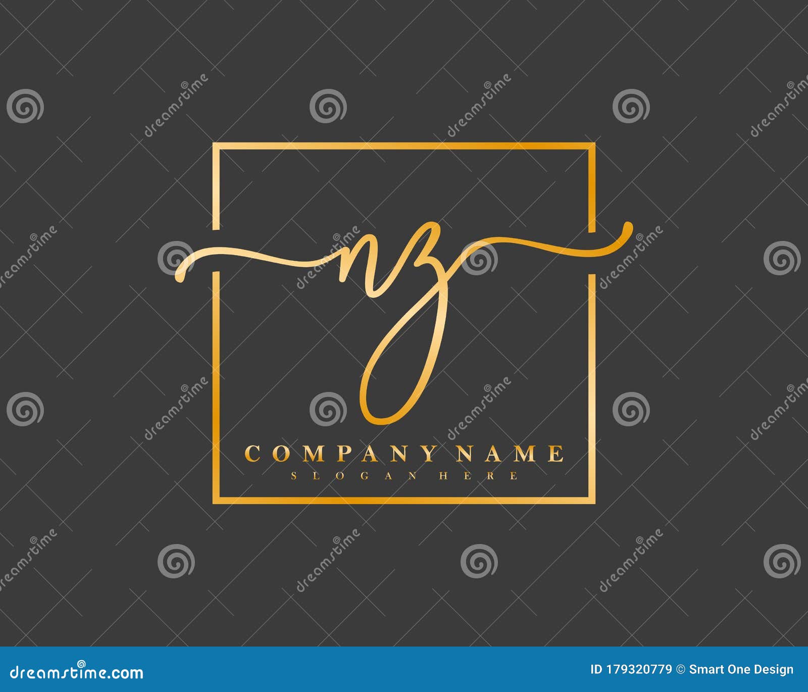 NZ Initial Handwriting with Square Frame Stock Vector - Illustration of ...