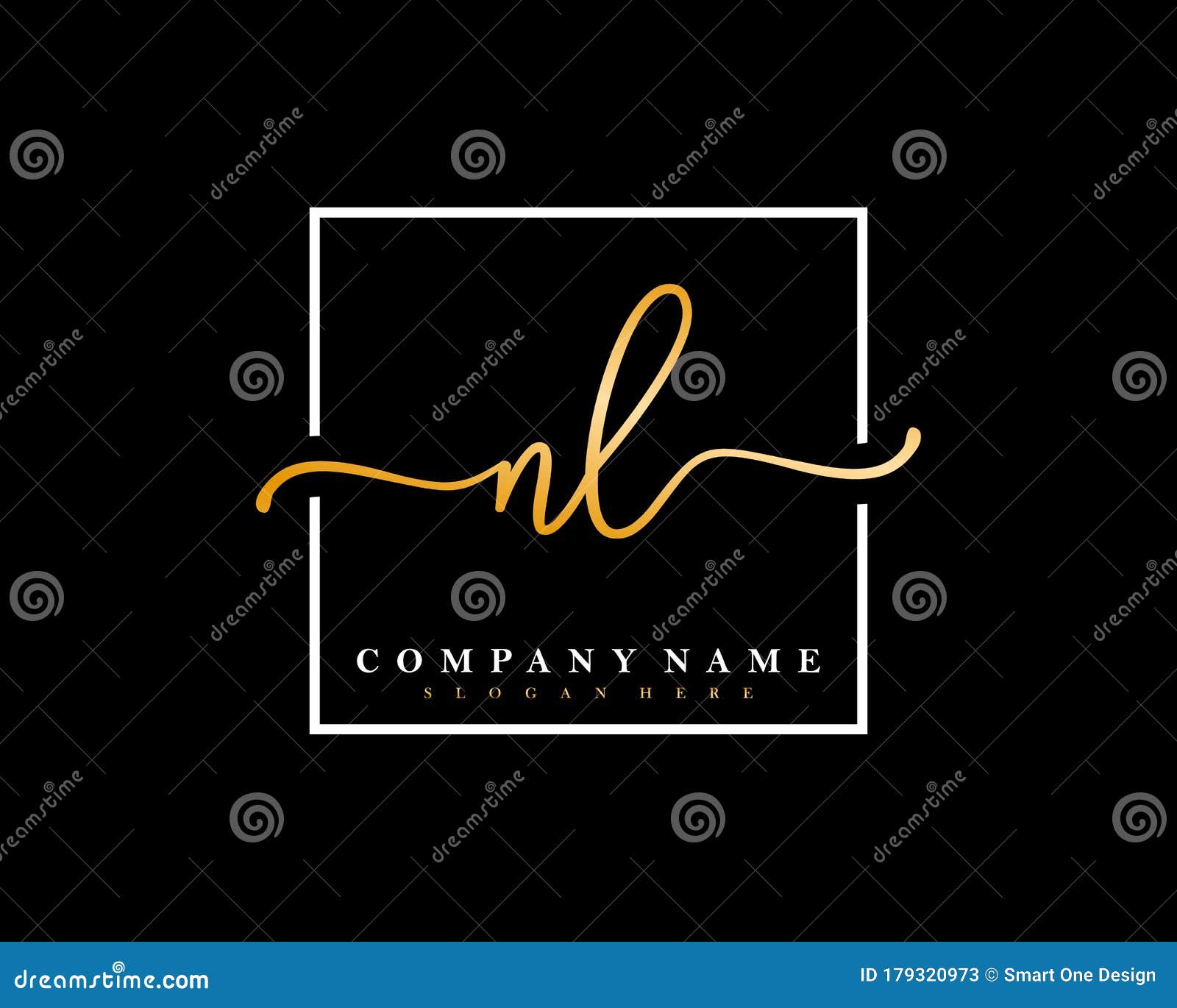 NL Initial Handwriting with Square Frame Stock Vector - Illustration of ...