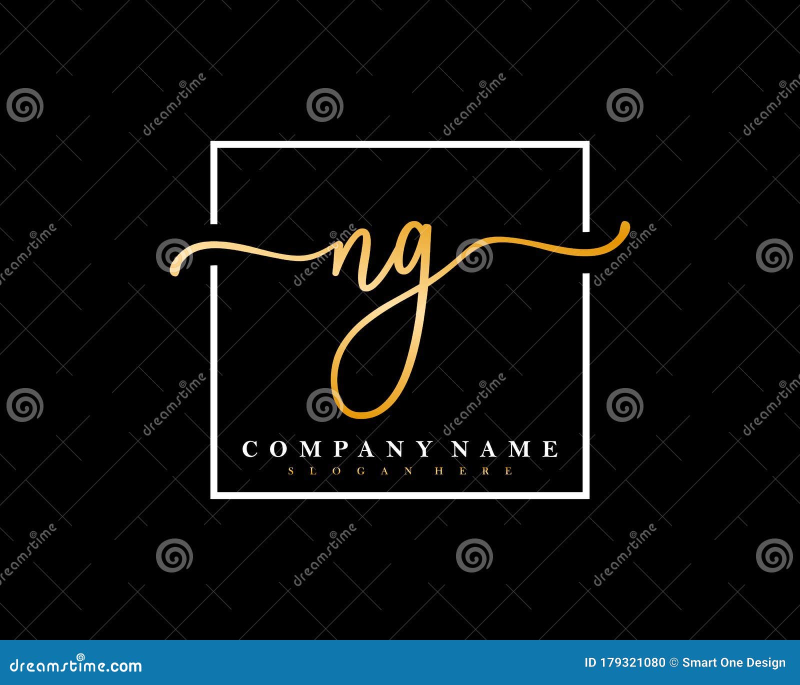 NG Initial Handwriting with Square Frame Stock Vector - Illustration of ...