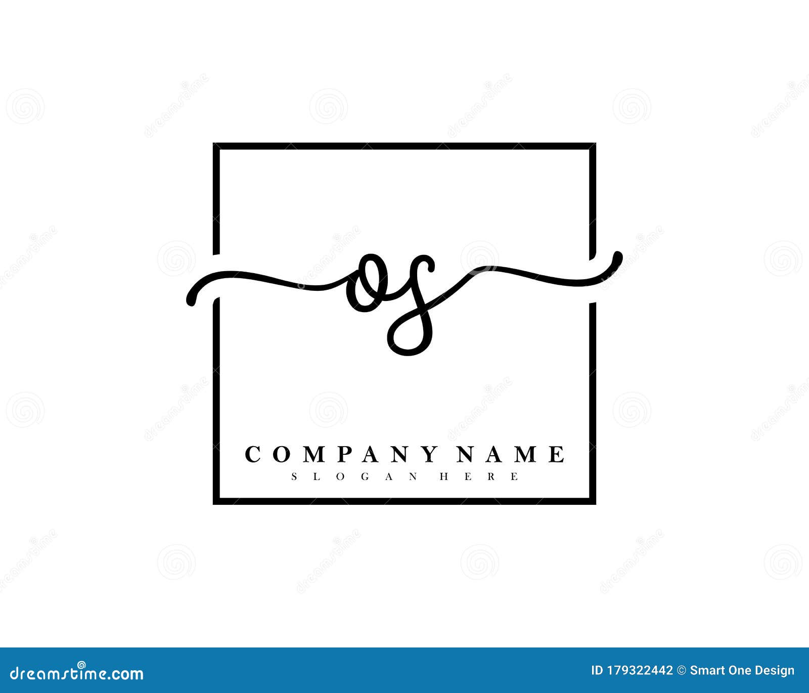 OS Initial Handwriting with Square Frame Stock Vector - Illustration of ...