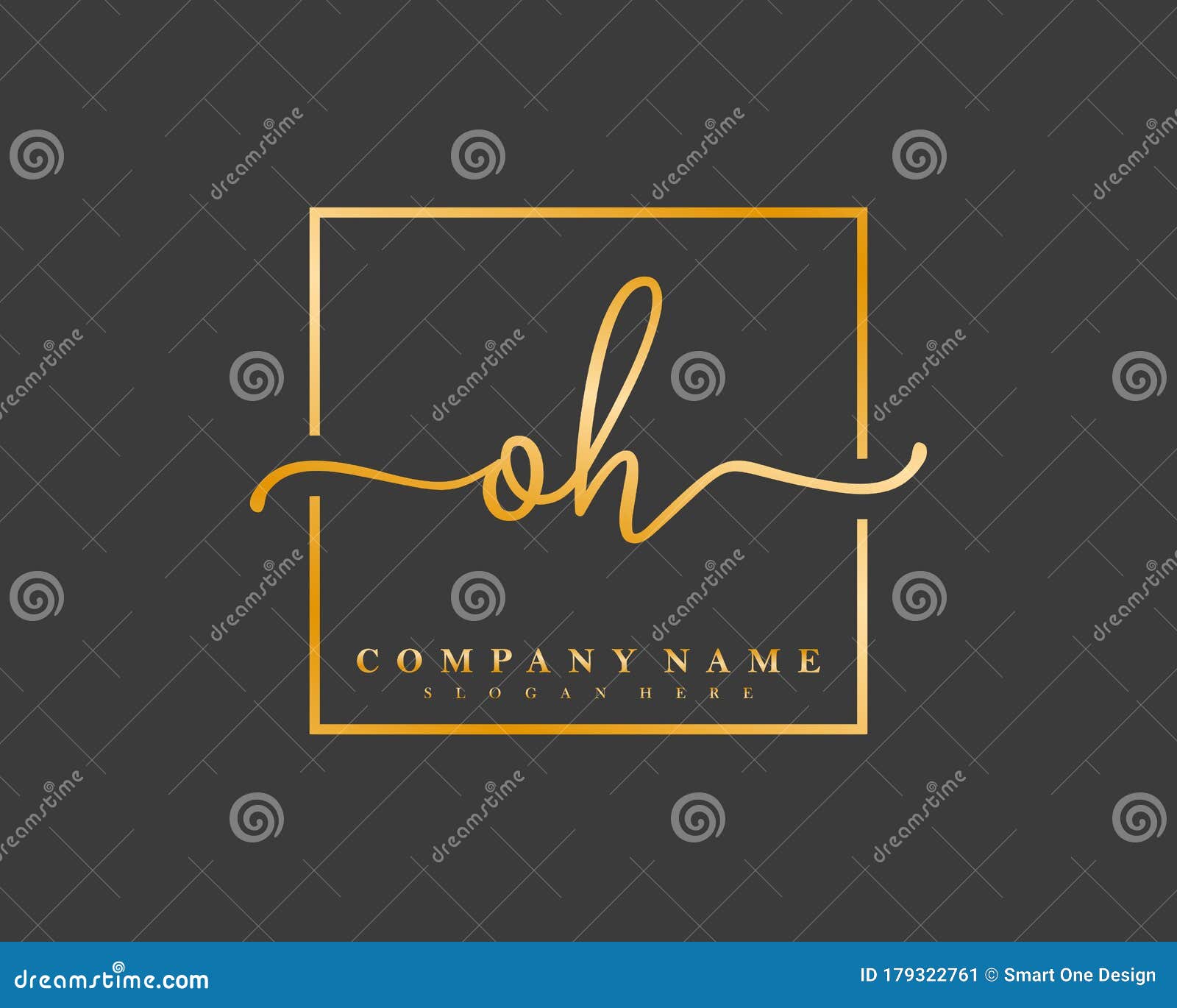 OH Initial Handwriting with Square Frame Stock Vector - Illustration of ...