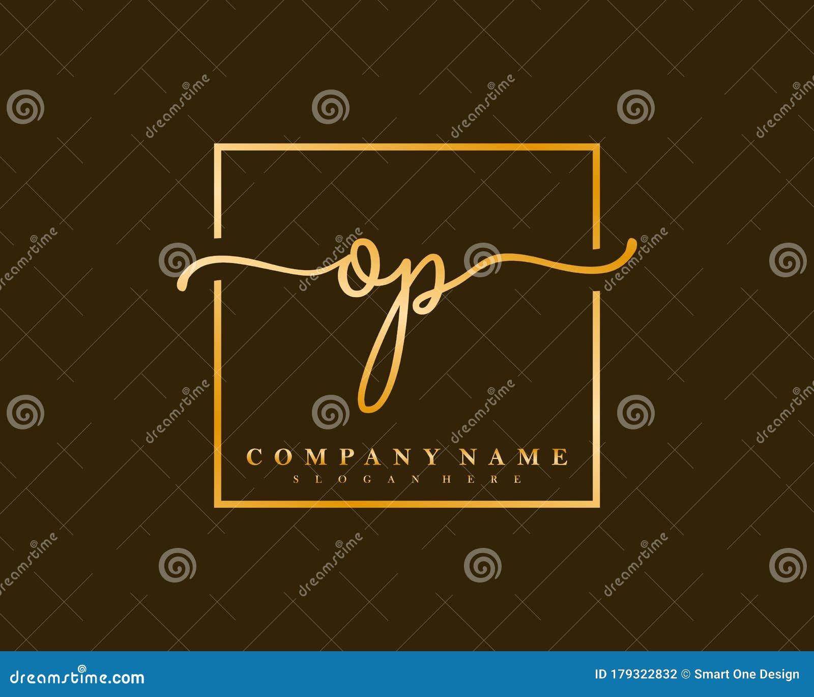 OP Initial Handwriting with Square Frame Stock Vector - Illustration of ...