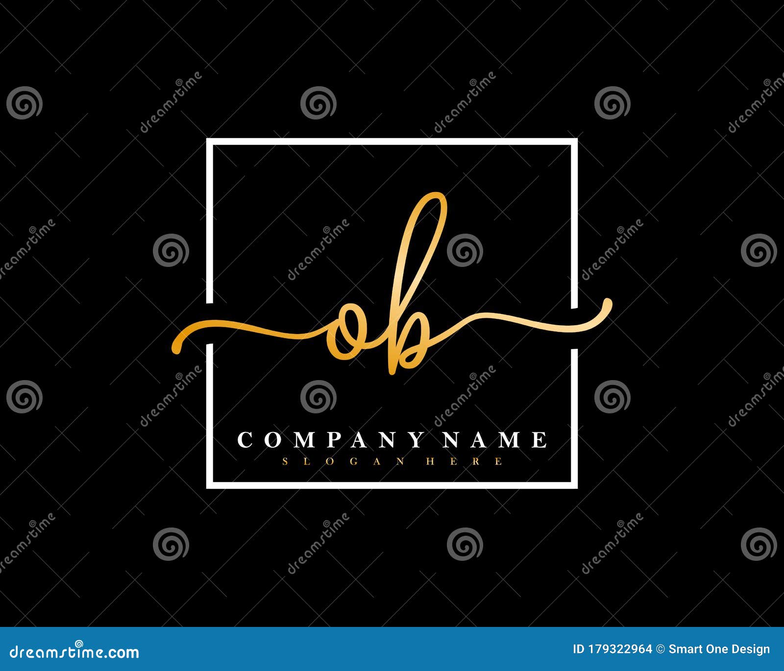 OB Initial Handwriting with Square Frame Stock Vector - Illustration of ...