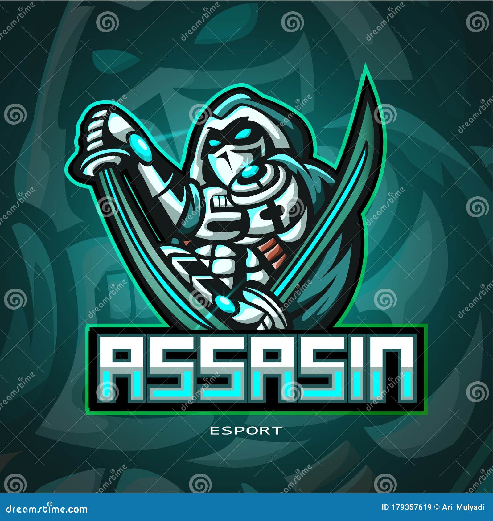 Ninja Assassin Mascot Esport Logo Design. Stock Vector - Illustration ...