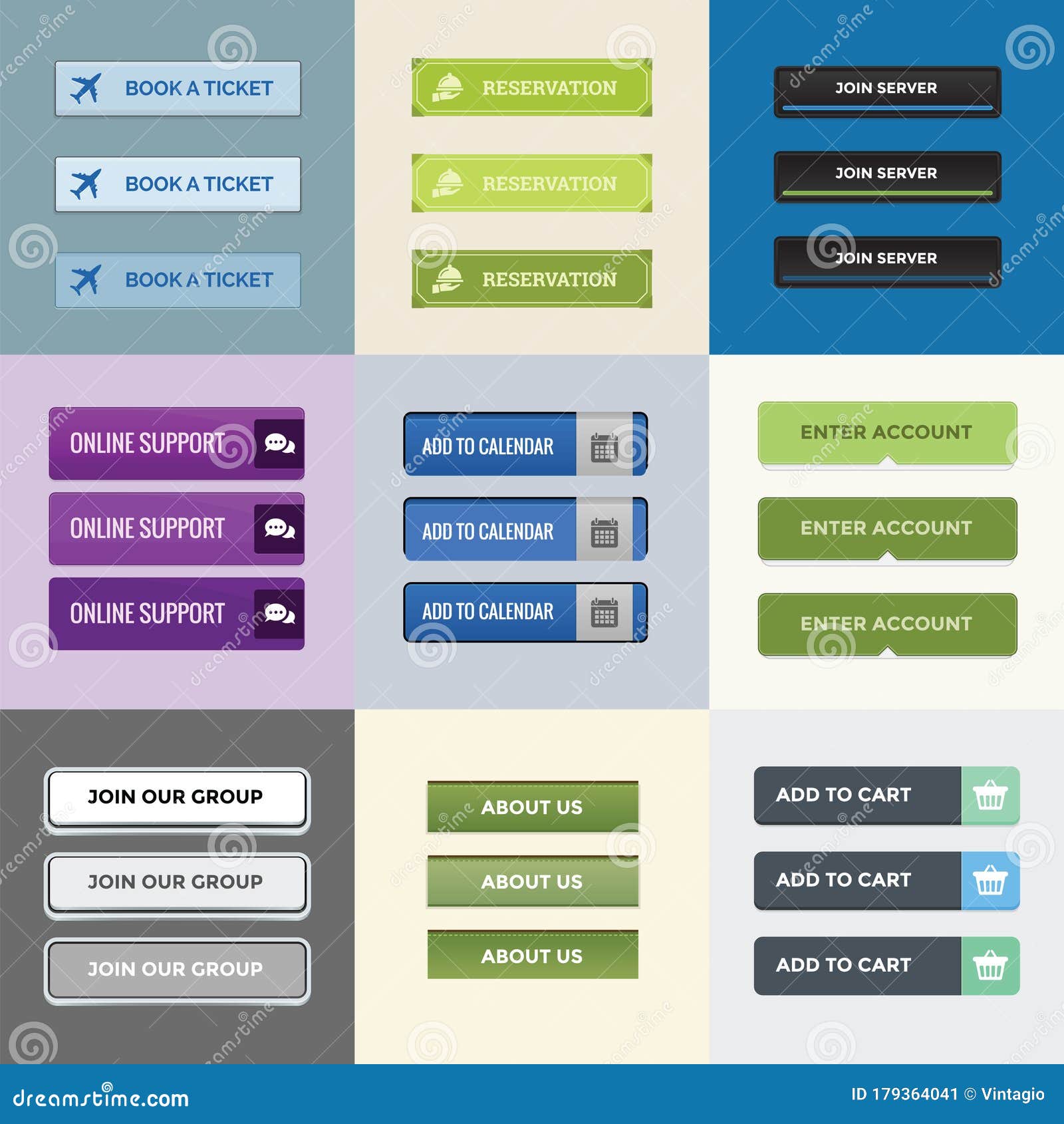 Web Button Collection stock vector. Illustration of flat - 179364041