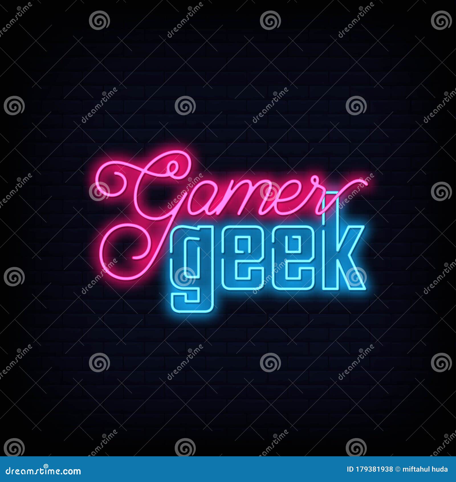 PrintGamer Geek Neon Signs Style Text Vector Stock Vector ...