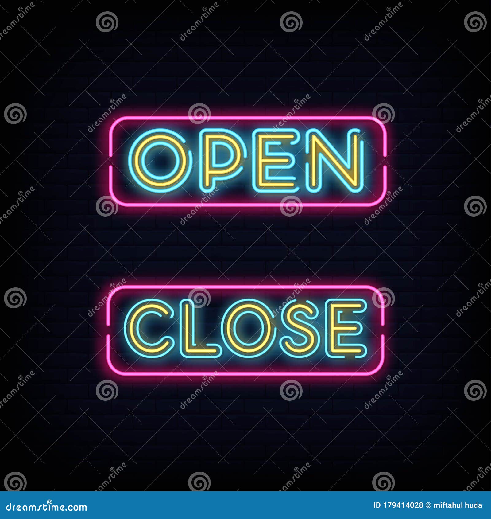 Open and Close Neon Signs Style Text Vector Stock Vector - Illustration ...