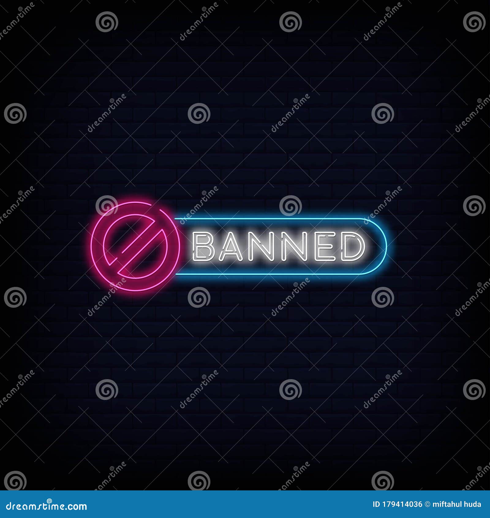 Banned Neon Signs Style Text Vector Stock Vector - Illustration of glow ...
