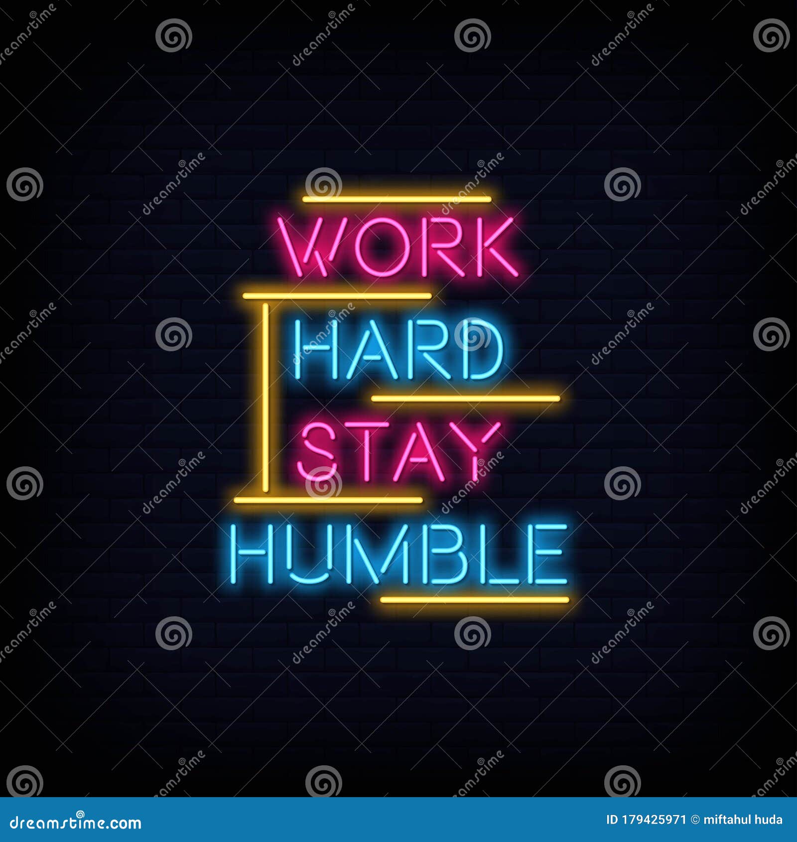Work Hard Stay Humble Neon Signs Style Text Vector Stock Vector ...
