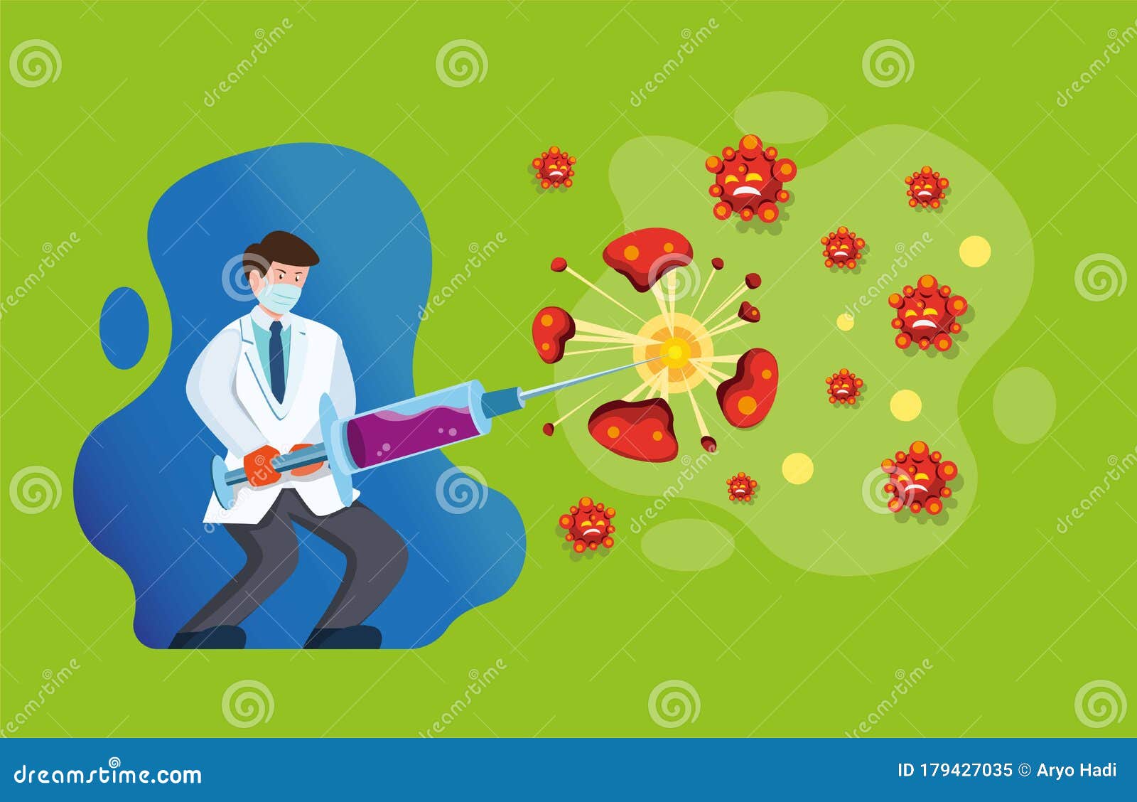 Doctor Destroy Virus with Syringe, Scientist Find Vaccine To Fight ...
