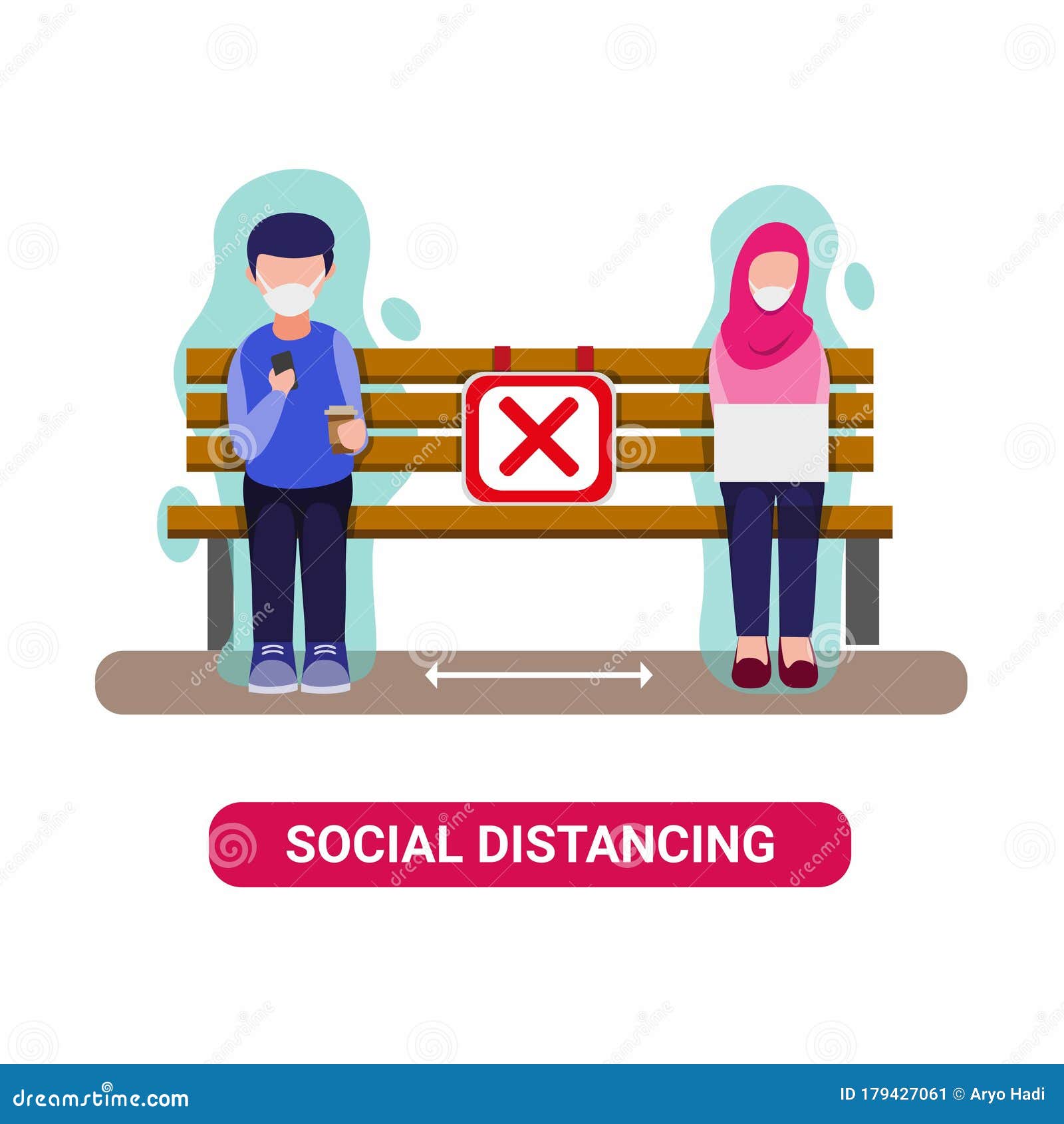 Social Distancing on Public Area, People Sitting and Keeping Distance ...