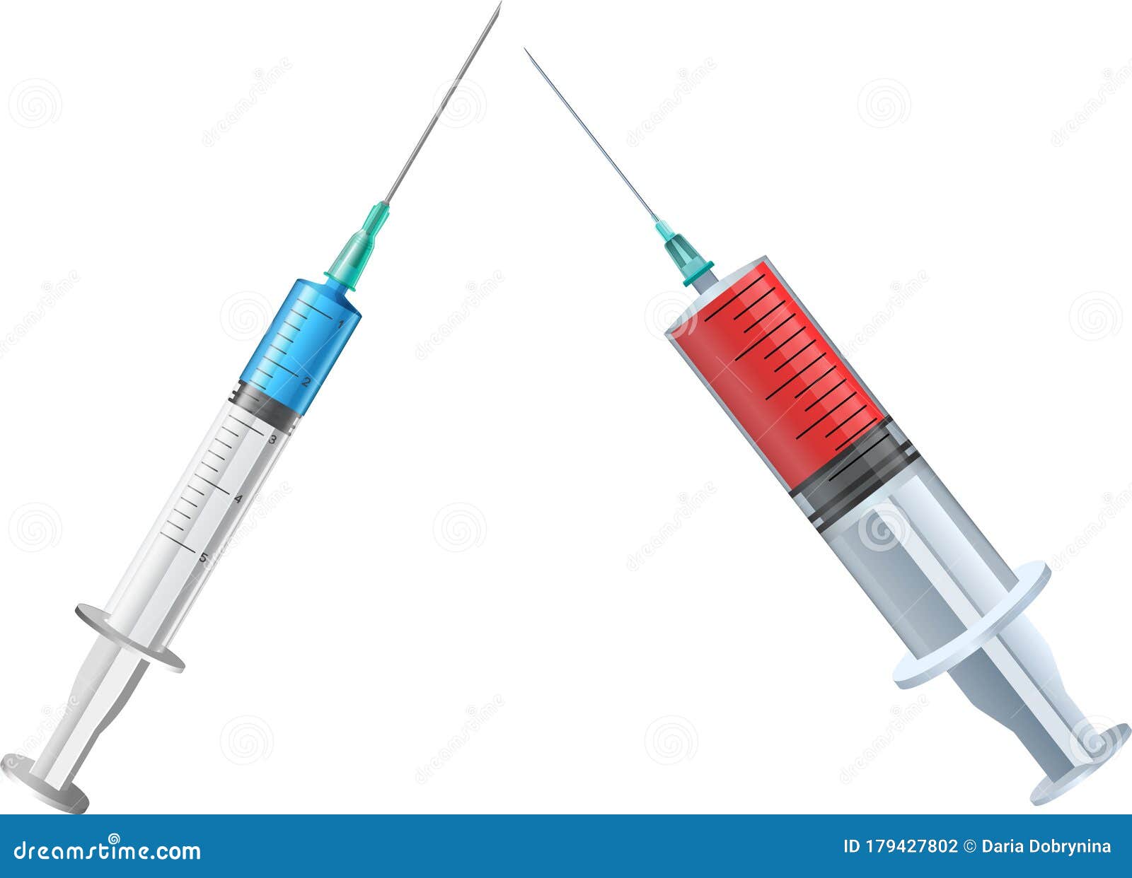Set Of Syringes For Injection With Blood. Vector Medical Syringe Icon ...