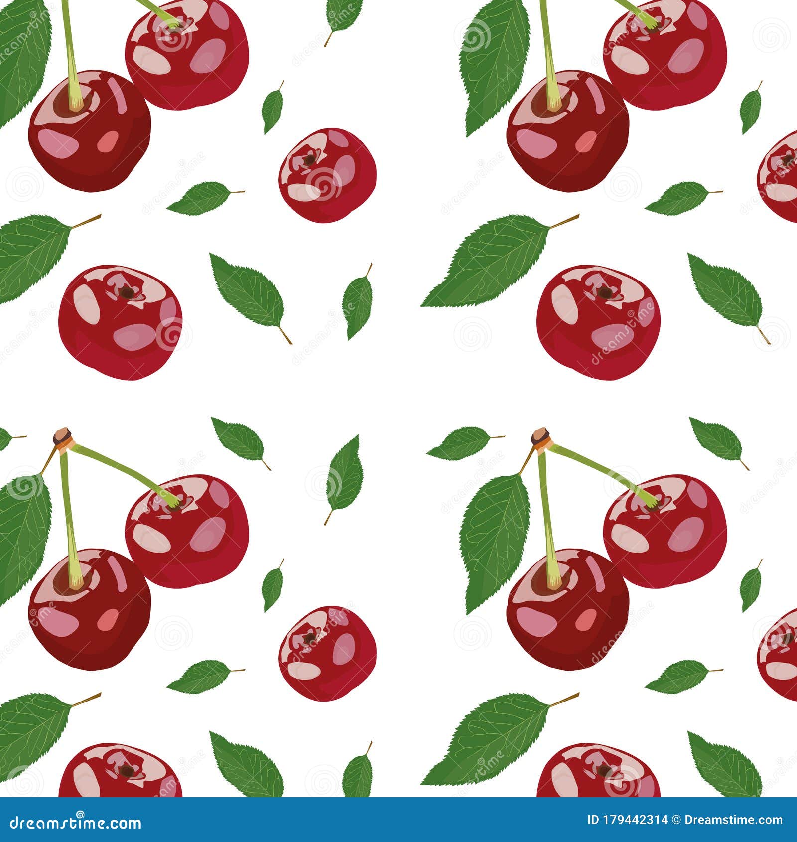 Cherry Seamless 3D Vector Pattern Stock Vector - Illustration of cherry ...