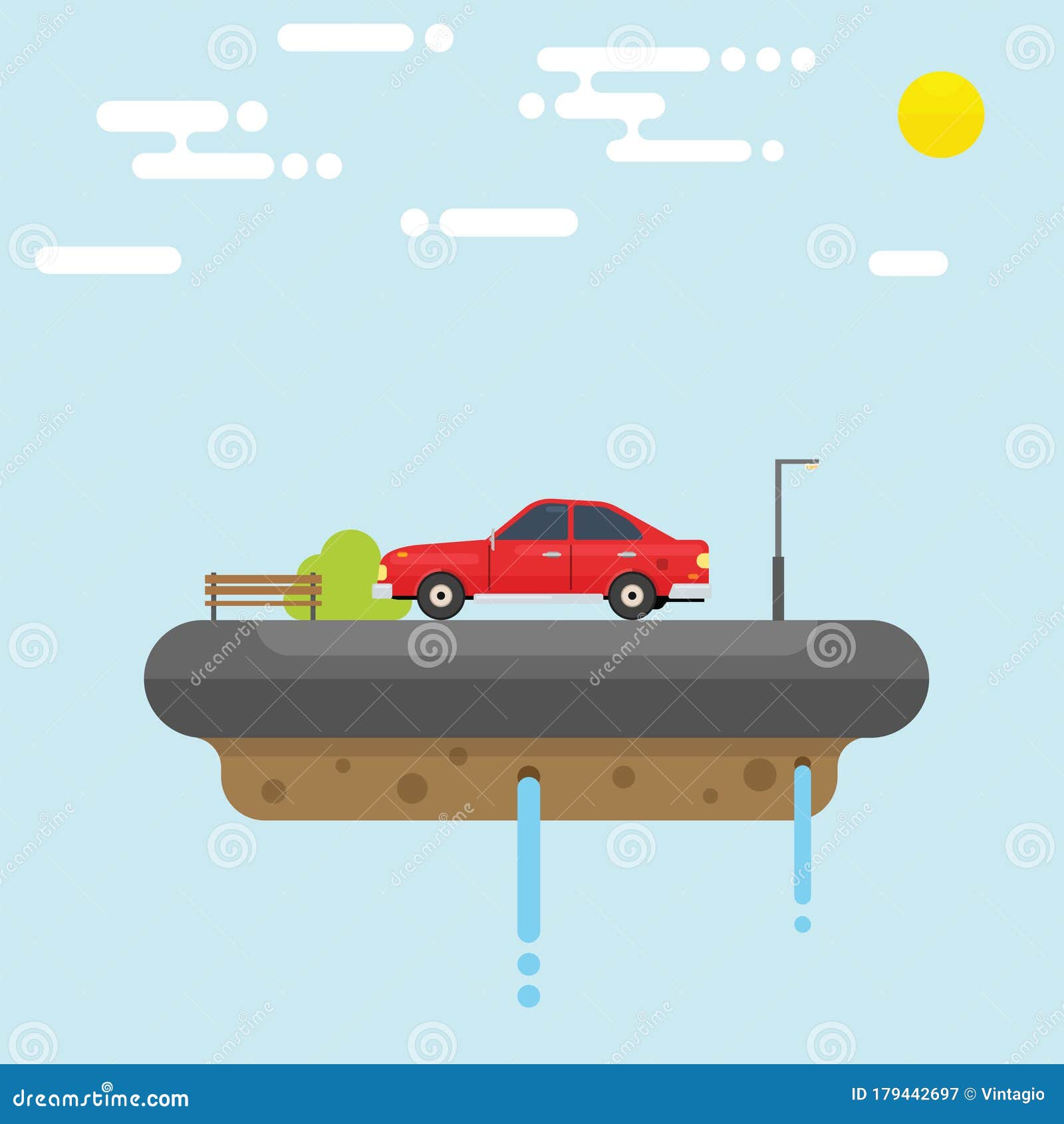 Floating Island with Sedan Car Stock Vector - Illustration of sedan ...
