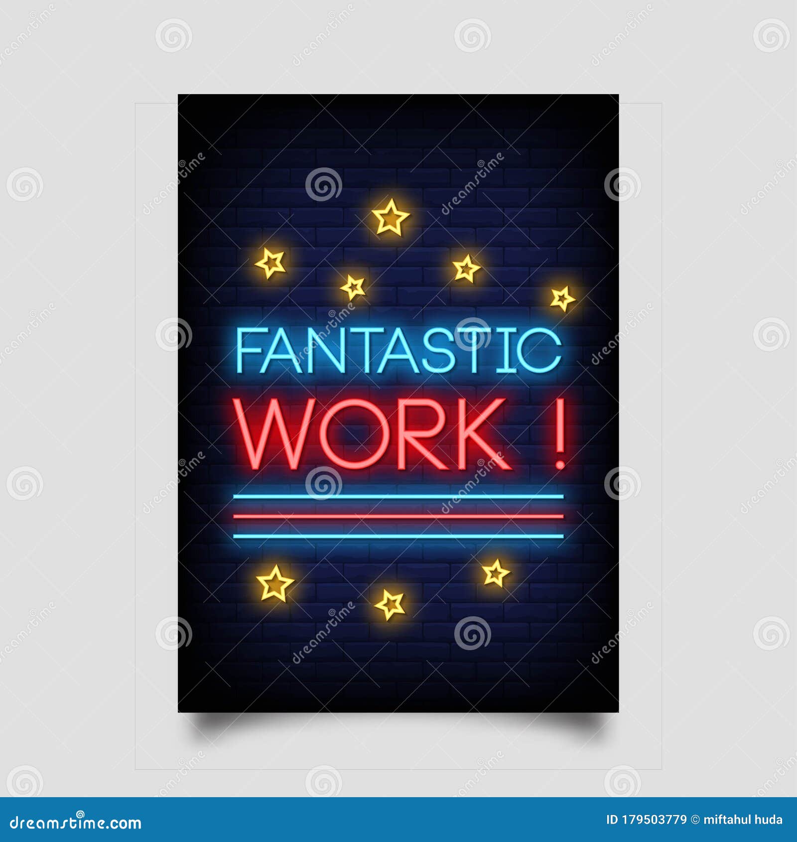Fantastic Work Neon Signs Style Text Vector Stock Vector - Illustration ...
