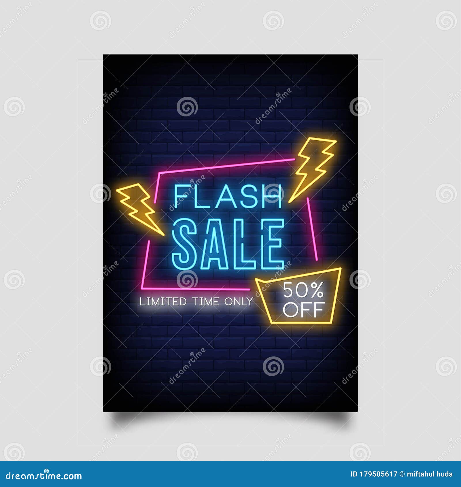 Flash Sale Neon Signs Style Text Vector Stock Vector - Illustration of ...