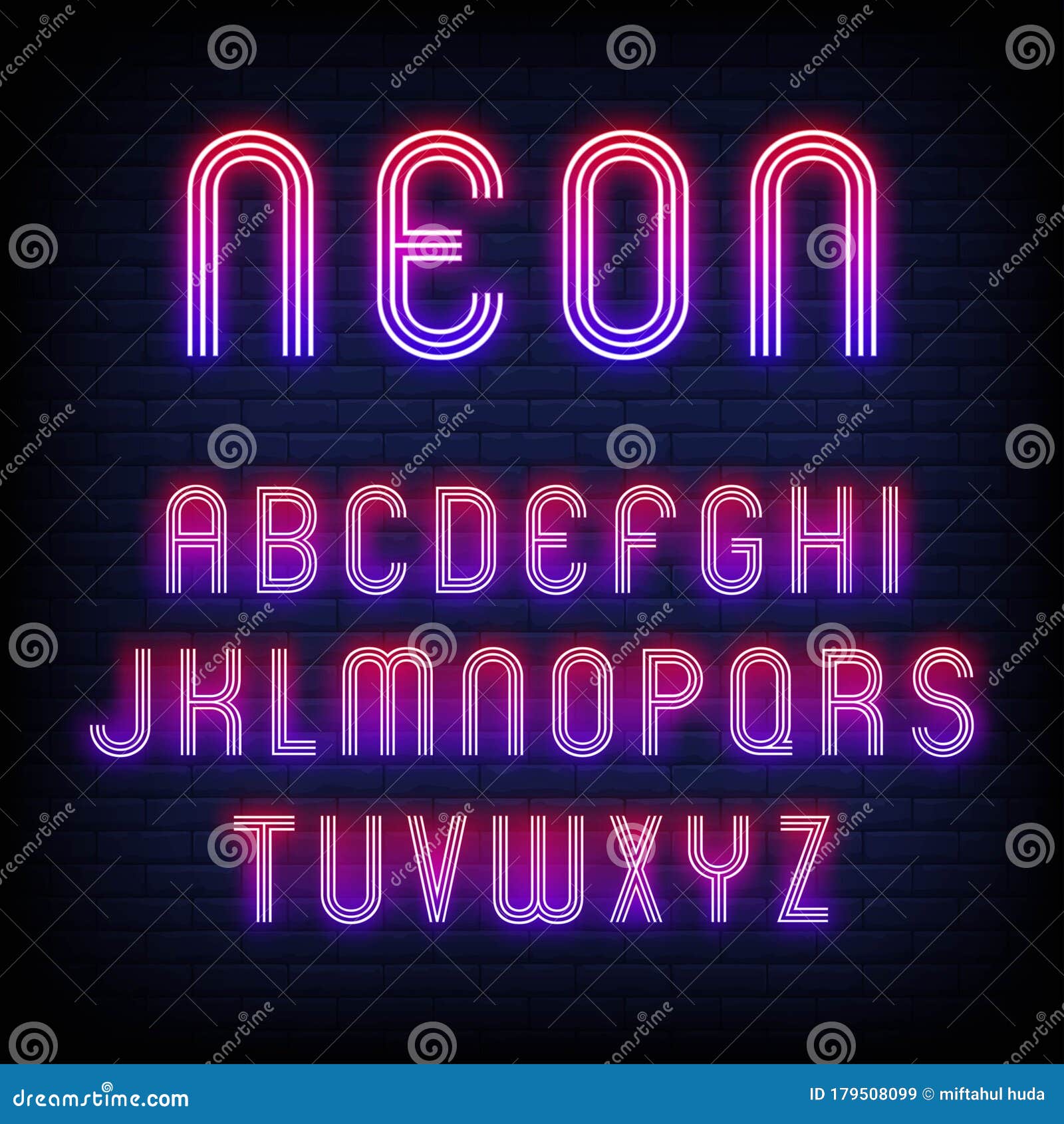 Alphabet Neon Signs Style Text Vector Stock Vector - Illustration of ...