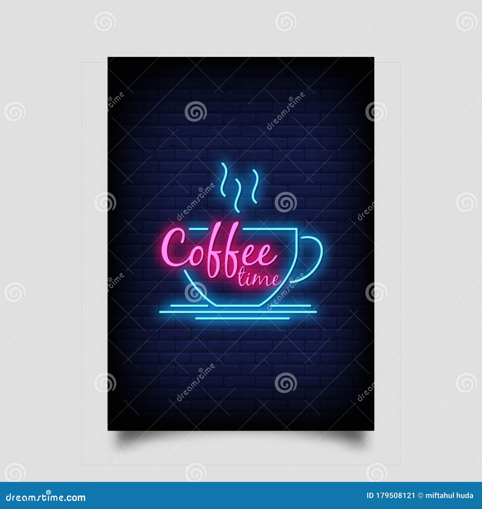 Coffee Time Neon Signs Style Text Vector Stock Vector - Illustration of ...